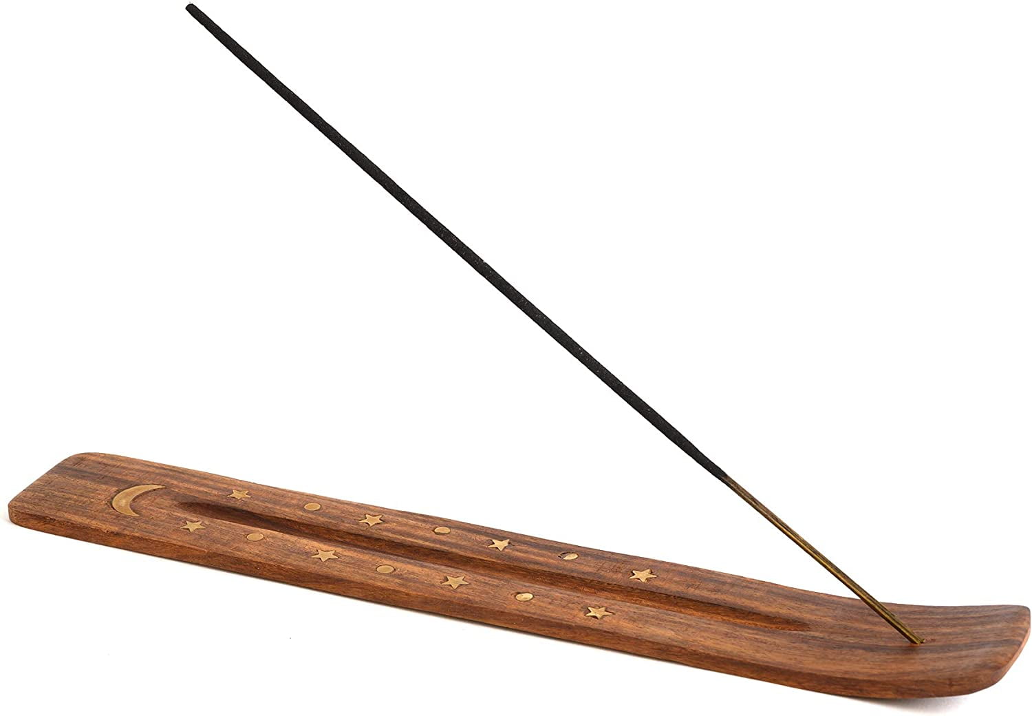 Moon and Stars Incense Holder - Wooden Ash Catcher with Celestial ...