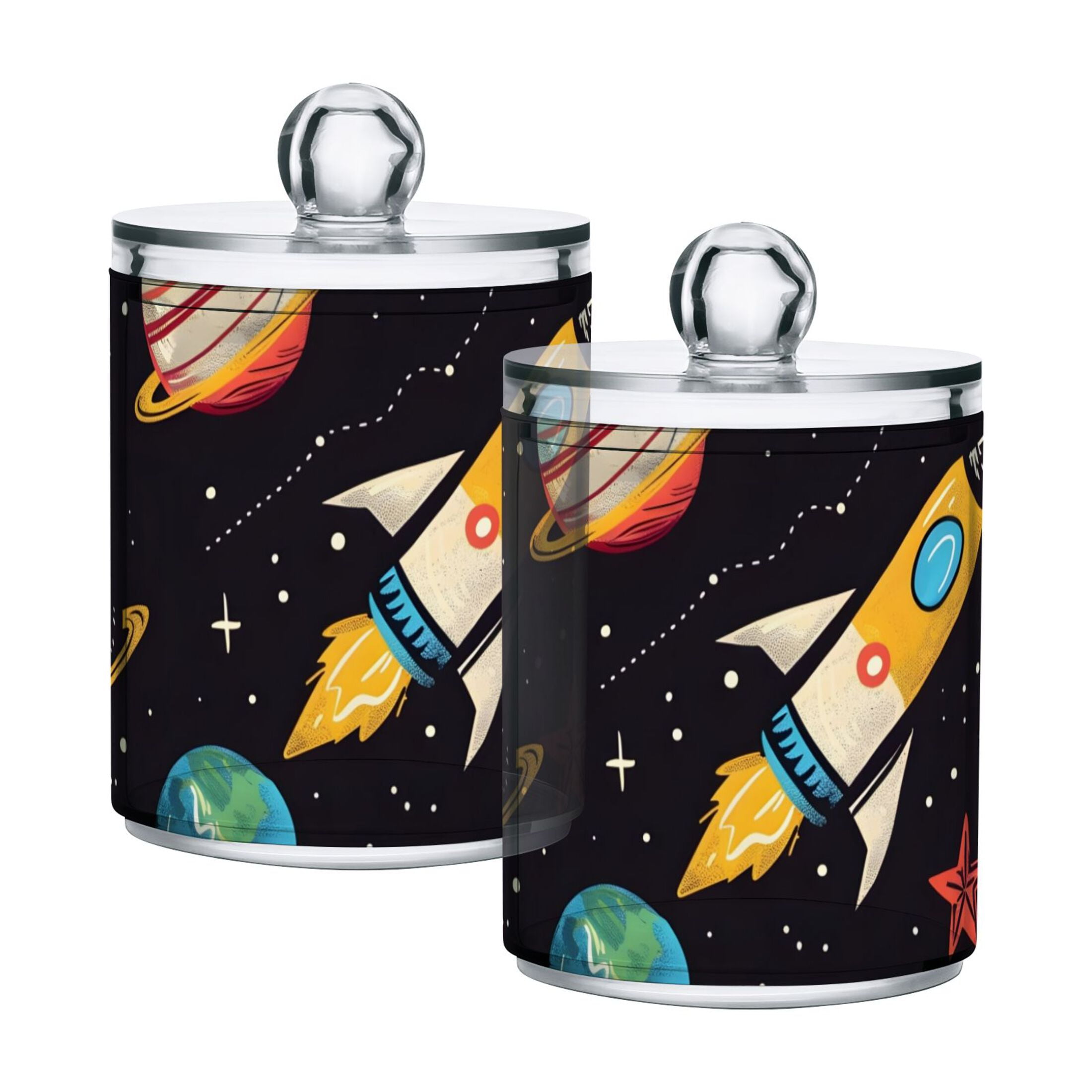 Moon Stars Planets Galaxy Translucent Plastic Cans Storage Canisters ...