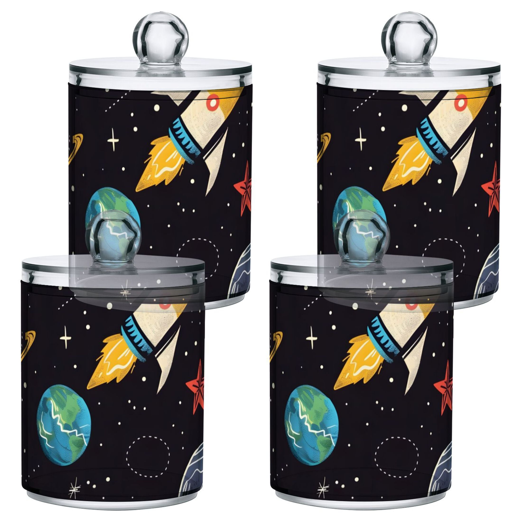 Moon Stars Planets Galaxy Translucent Plastic Cans Storage Canisters ...