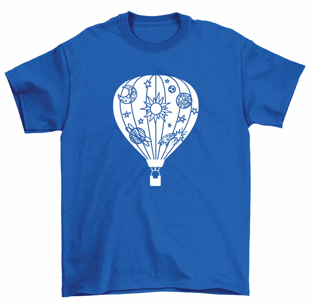 Moon Stars Planets Hot Air Balloon T-Shirt Men Women Unisex - Walmart.com