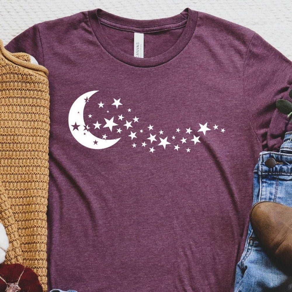 Moon And Stars Shirt, Cute Moon Stars T-Shirt, Starry Night Shirt ...