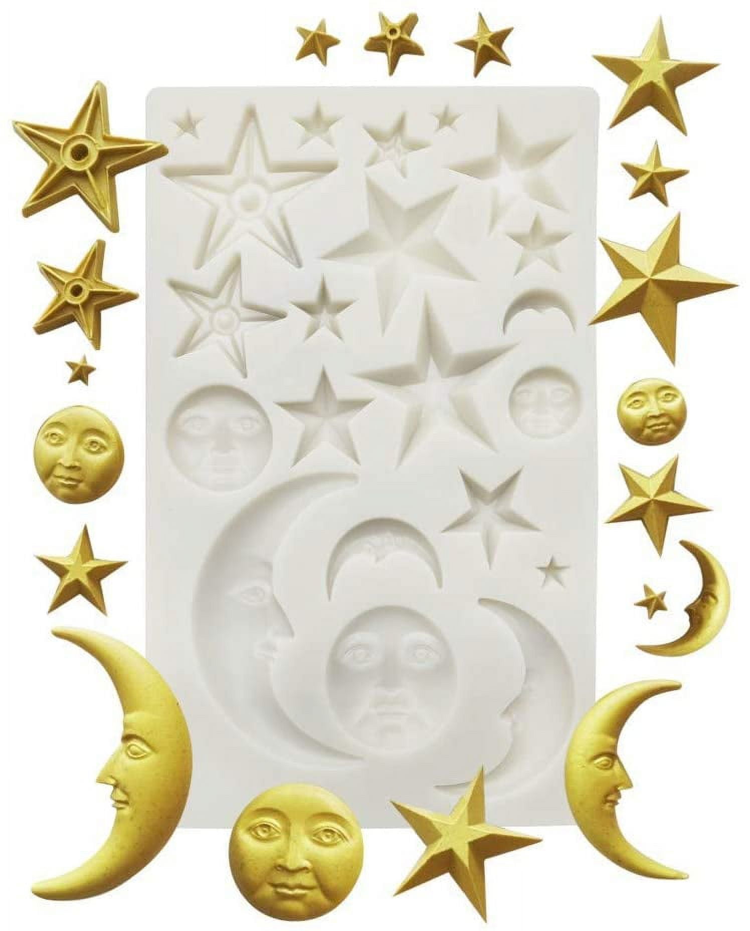 Moon Stars Sun Face Silicone Fondant Mold Chocolate Candy Gumpaste ...