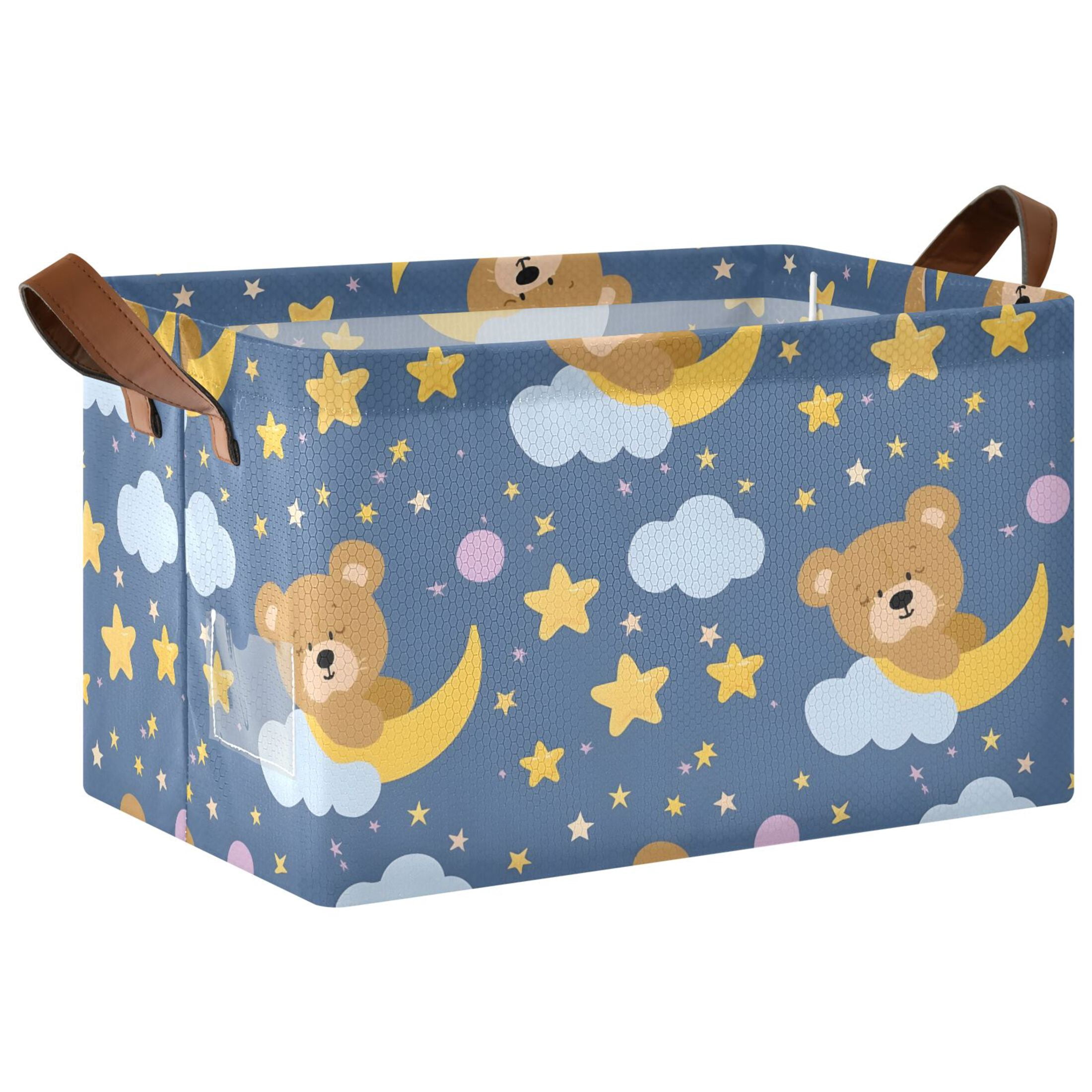 Moon Stars and Bears Collapsible Storage Bin Open Home Shelf Basket ...