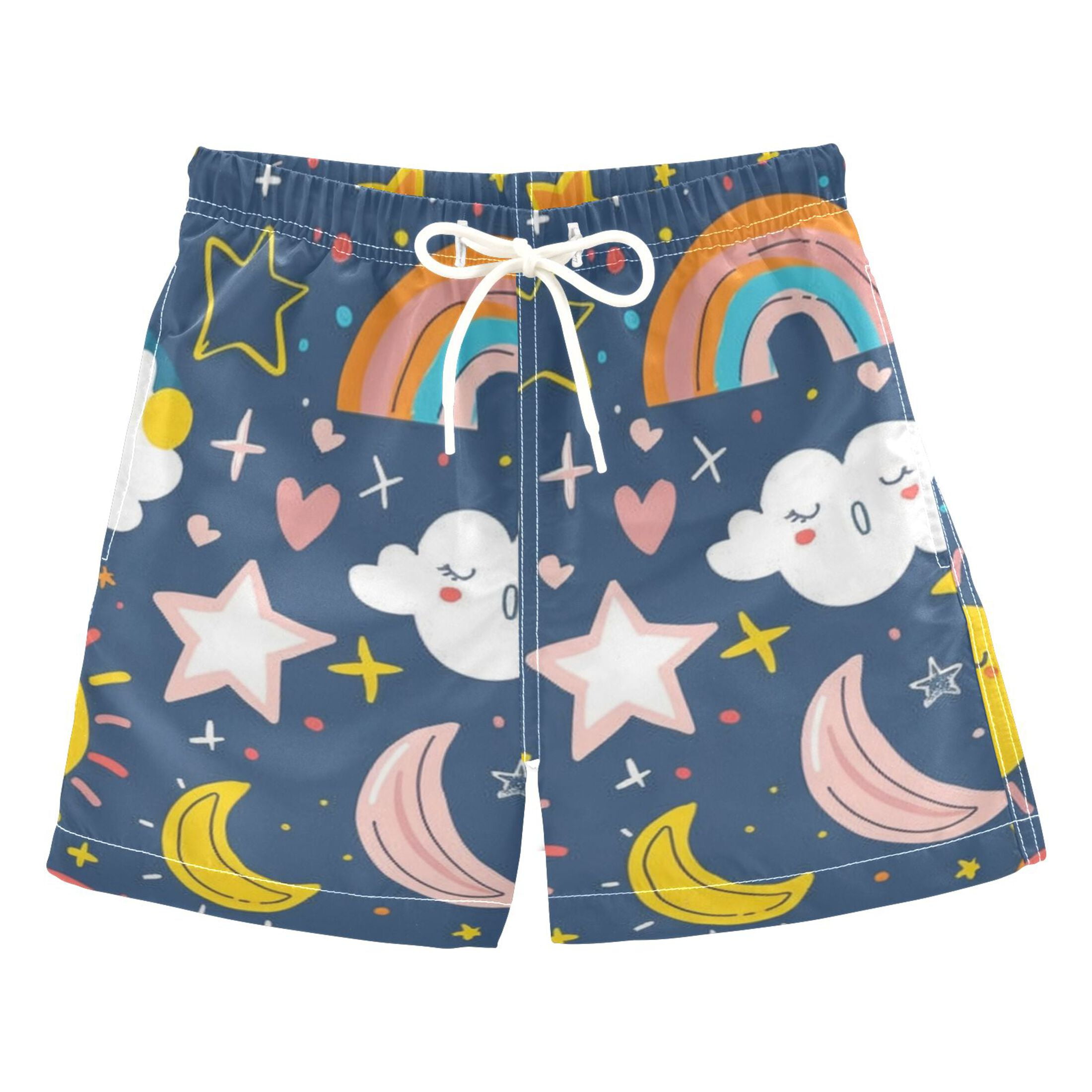 Moon Sun Clouds Rainbows Stars Boys' Swim Trunks Board Shorts Beach ...