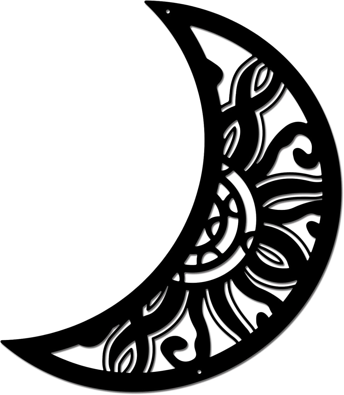 Moon with Sun Metal Wall Art Bending Moon Wall Decor Metal Sculpture ...
