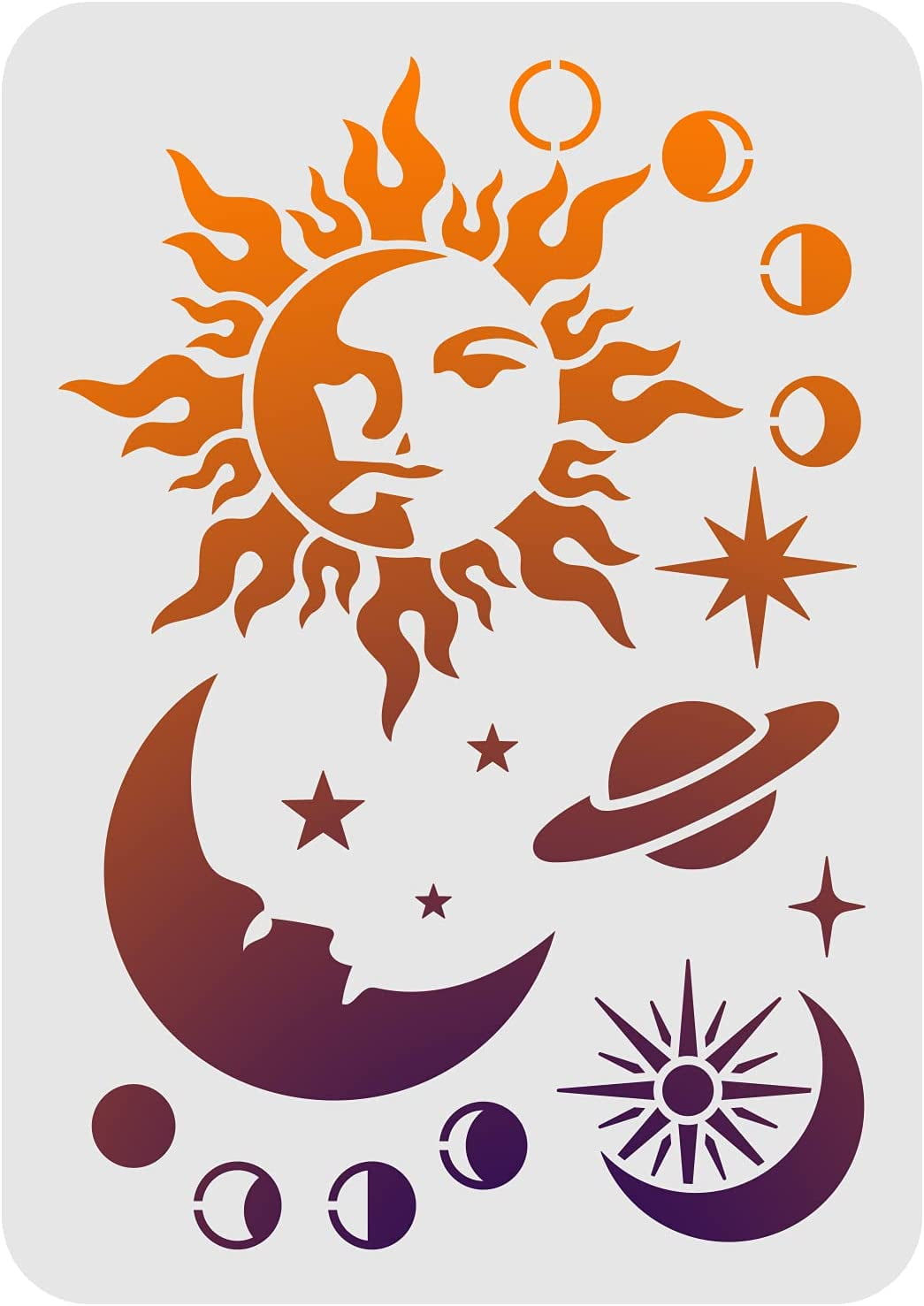 FINGERINSPIRE Moon Sun Planet Stencil Decoration Template 29.7x21cm/11 ...