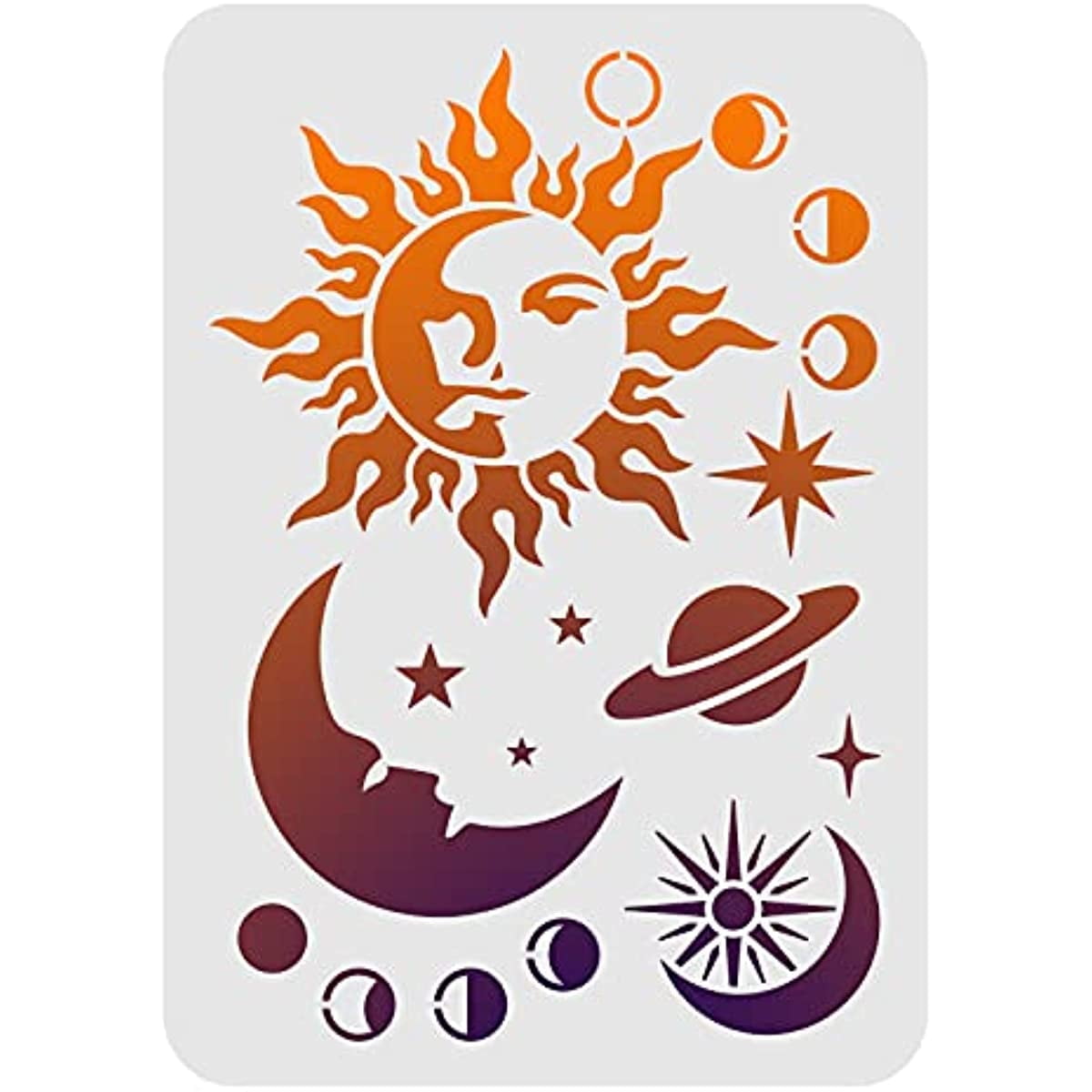 Moon Sun Planet Stencil Decoration Template Plastic Space Planet Stars ...