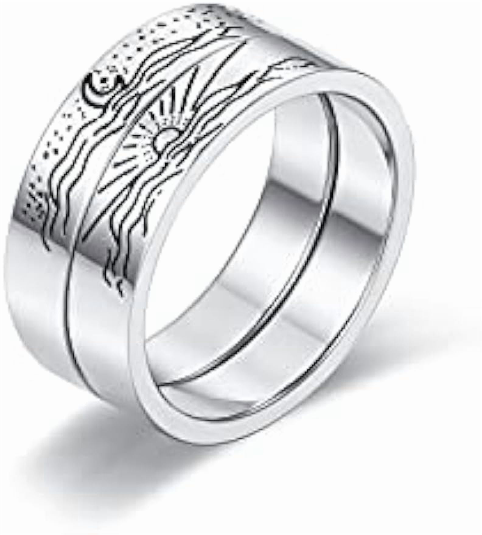 Moon & Sun Ring - Couples' Crescent Moon & Star Coupling Ring, Gift Set ...