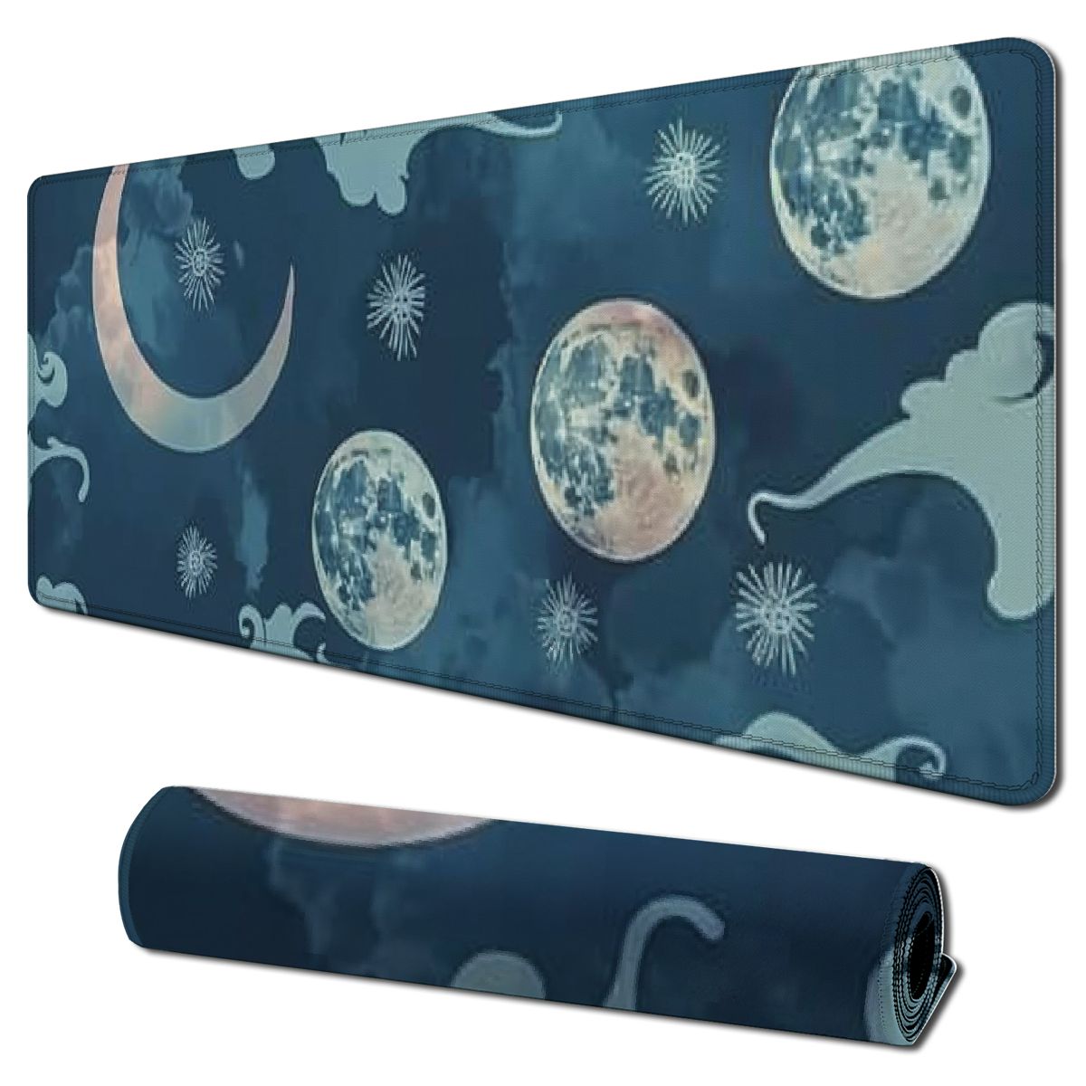 Moon Sun Stars and Clouds Boho Retro Large Mouse Pad Mouse Pad Extended ...