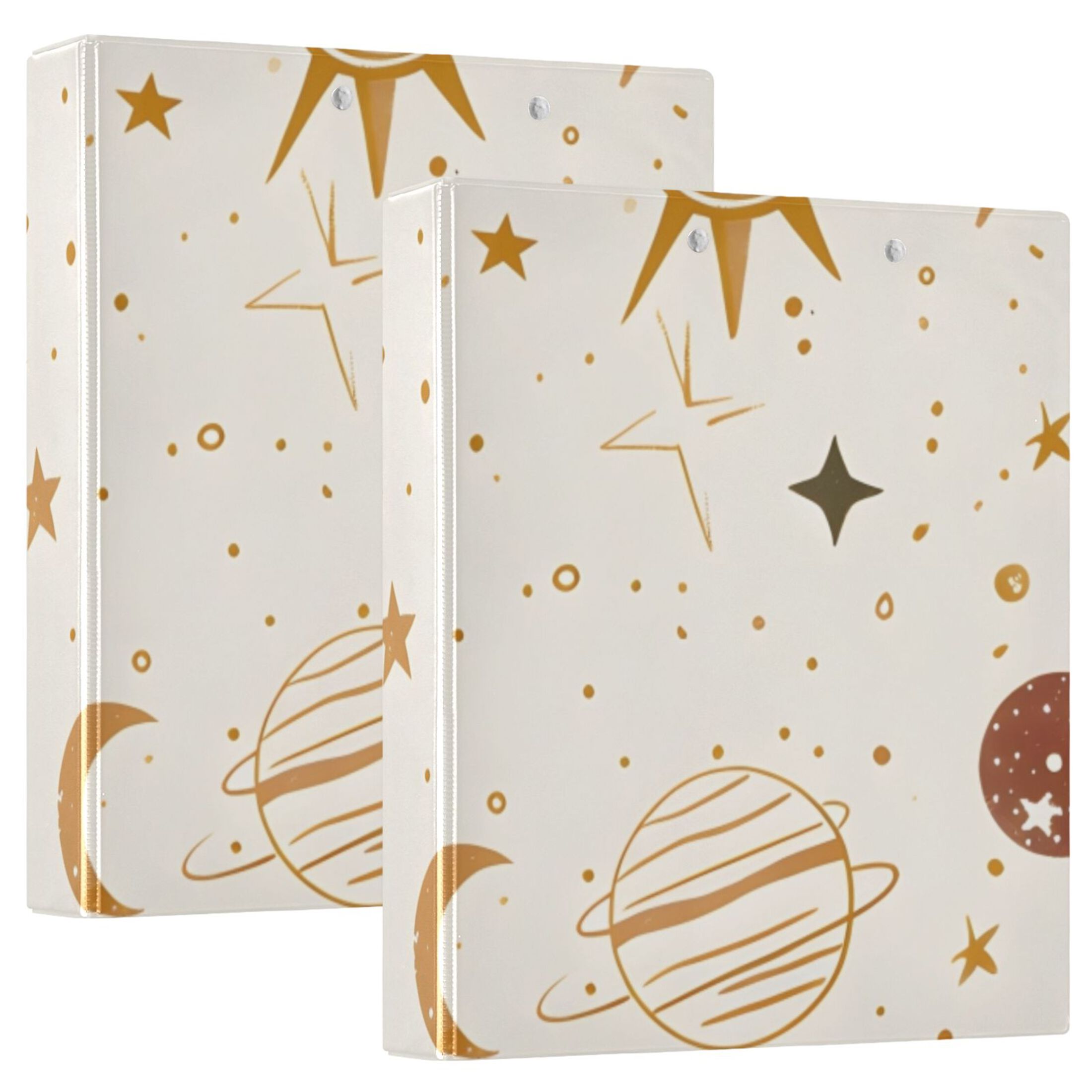 Moon Sun Stars and Planets Round Ring Binder 3 Rings 1.5" Capacity File ...