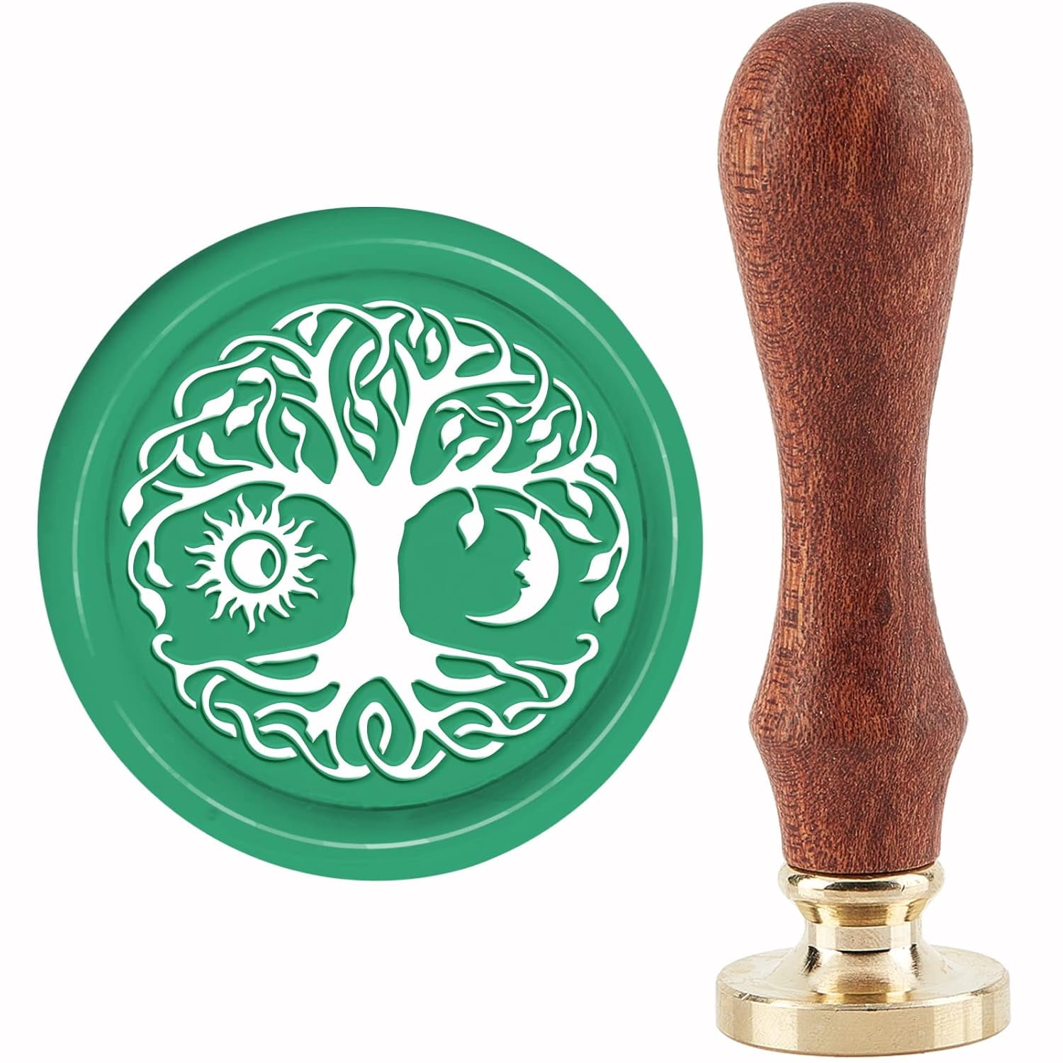 Moon Sun Wax Seal Stamp Tree of Life Vintage Sealing 30mm Retro Wood ...