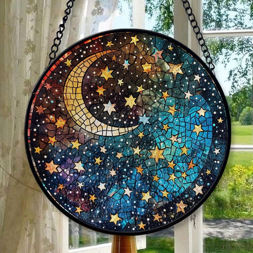 Moon Suncatcher Stained Glass, Window Stained Glass Style, Light ...