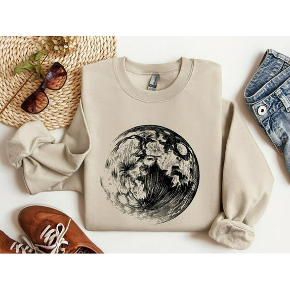 Moon T-Shirt for Women, Celestial Full Moon T-Shirt, Boho Moon Shirt ...