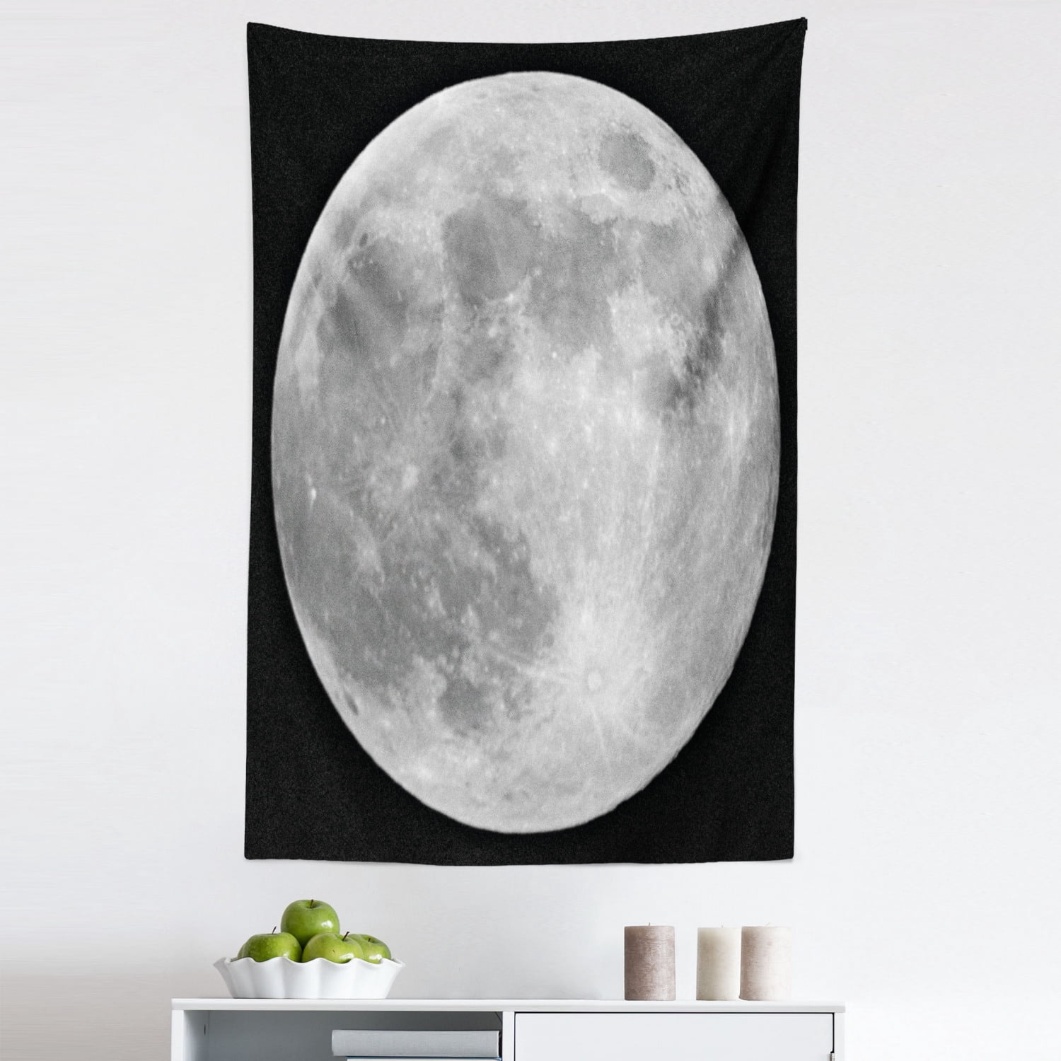 Moon Tapestry, Black and White Full Moon Detailed Photography of ...