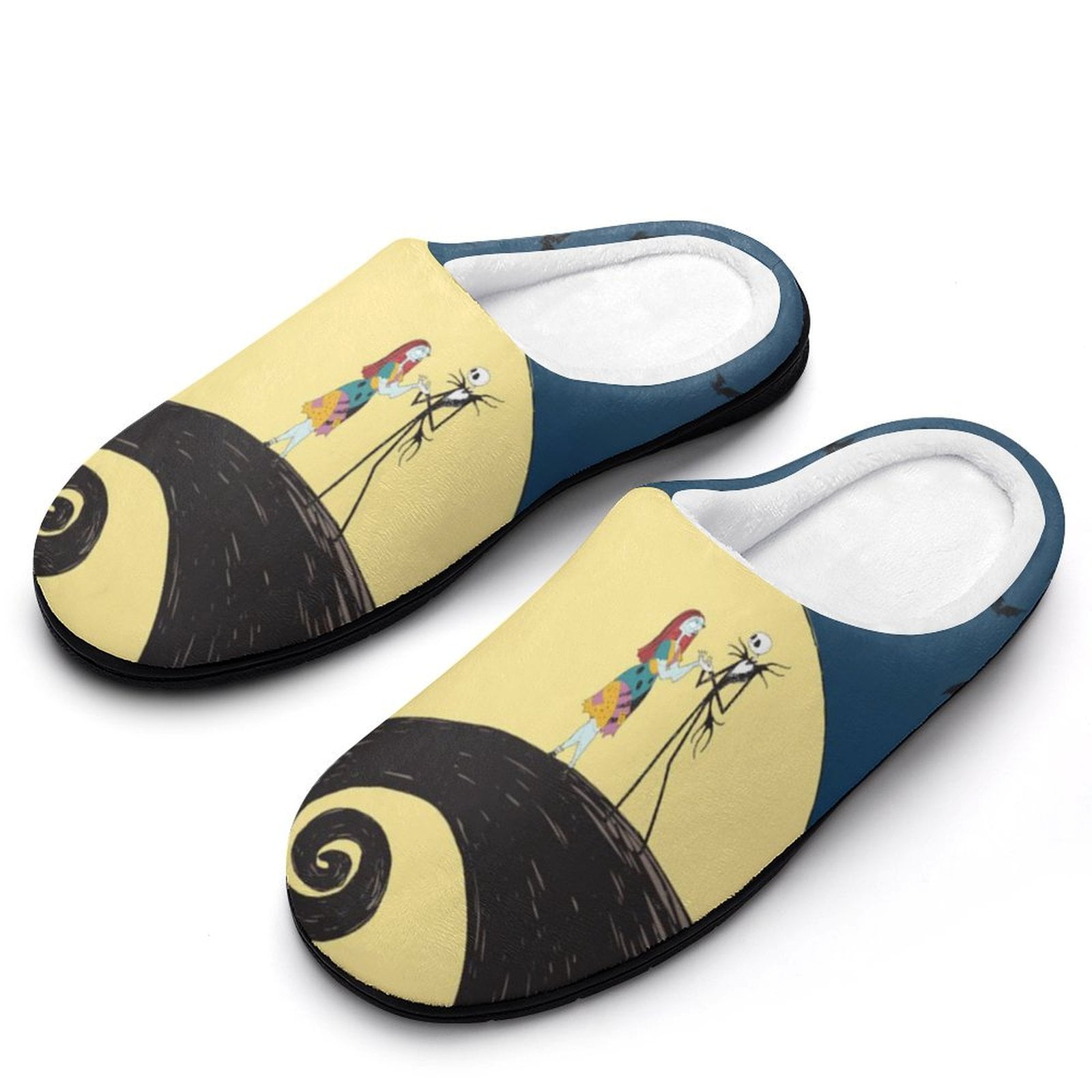 Moon The Nightmare Before Christmas Men's Cotton Slippers Winter Fuzzy ...