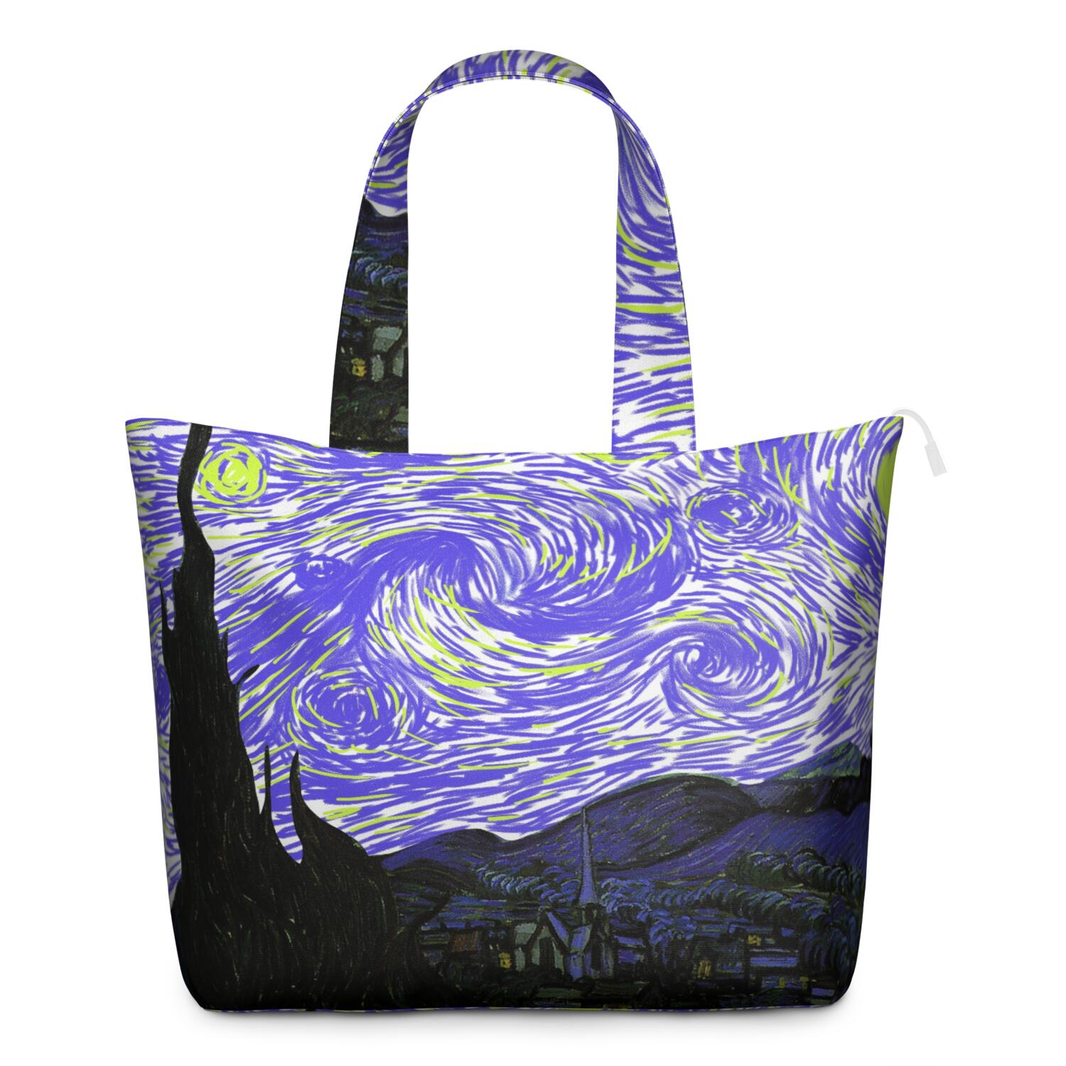 Moon Themed Travel Tote - Spacious Zippered Weekender Bag with Interior ...