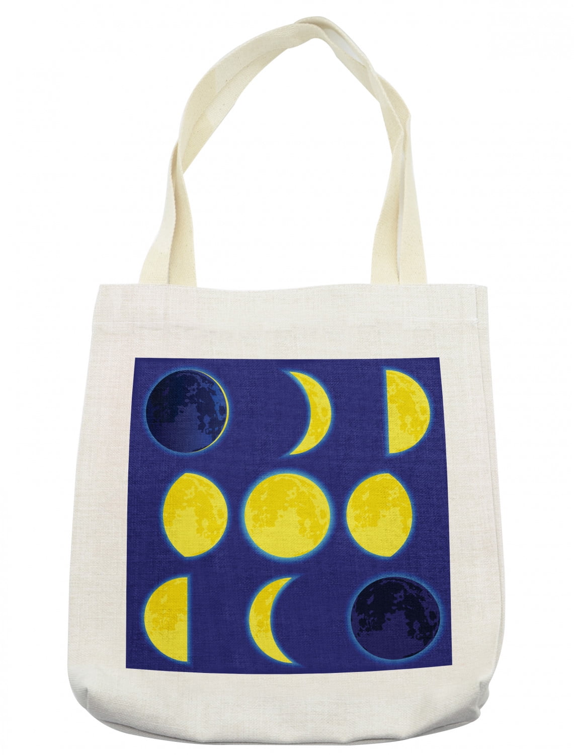 Moon Tote Bag, Lunar Phases Scheme on a Night Sky Backdrop in ...