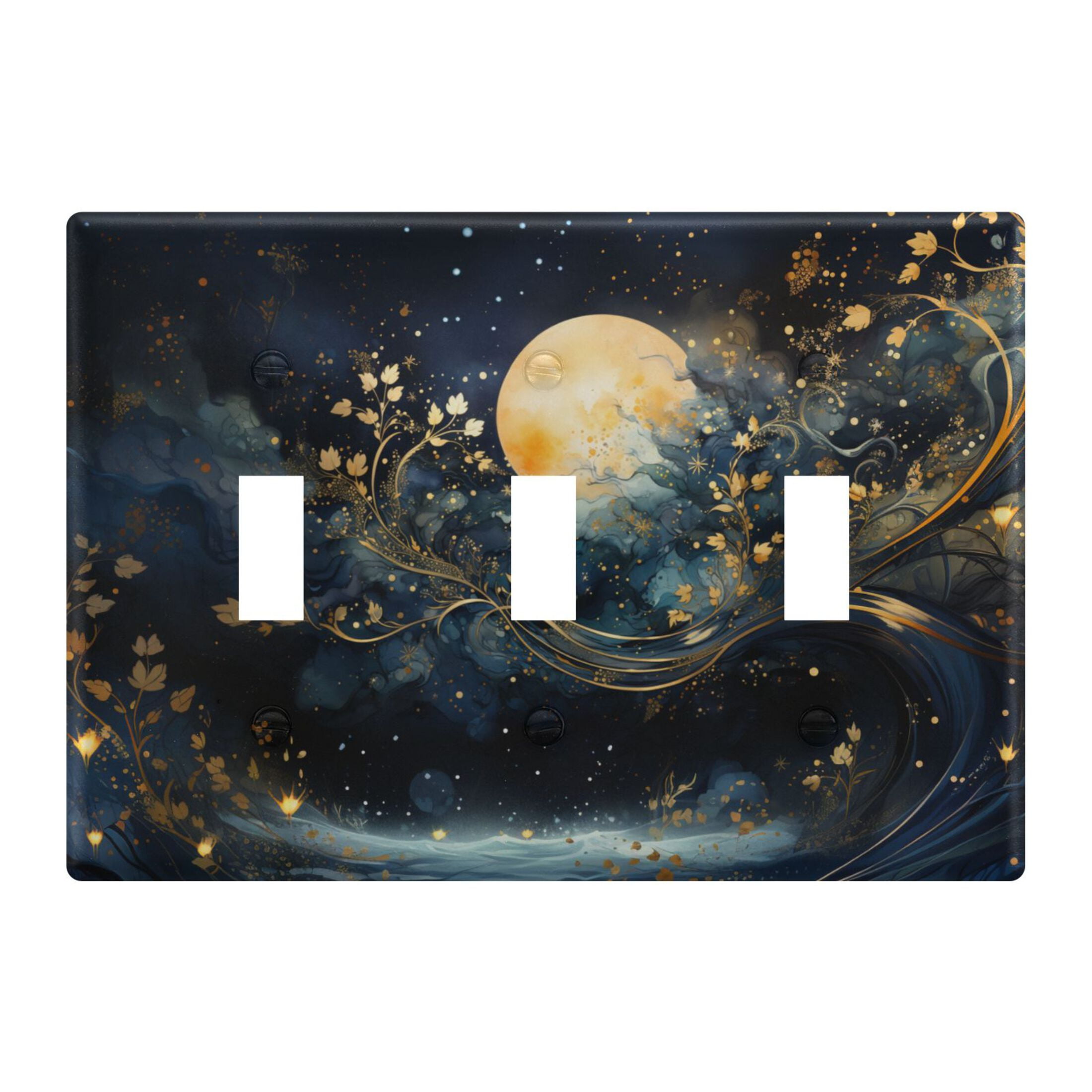 Moon Tree Starry Sky Light Switch Plate Covers 3 Gang Wall Plate ...