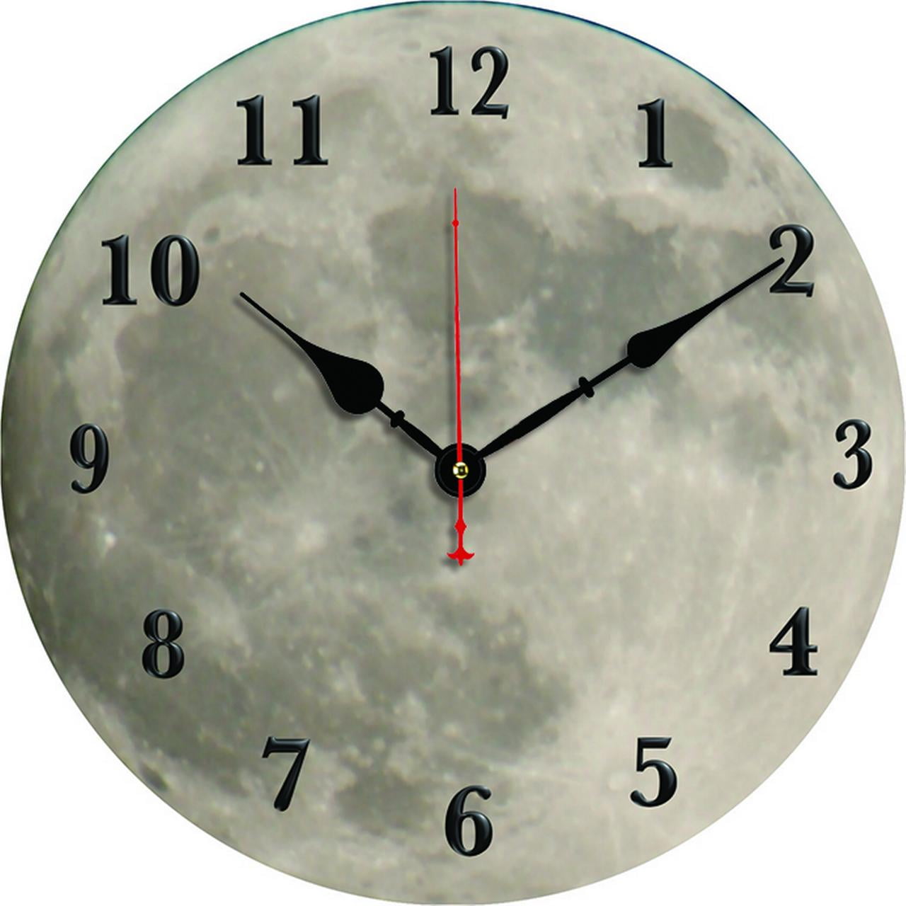 Moon Wall Clock Kitchen Decor Wall Art Silent Non Ticking Large Round ...