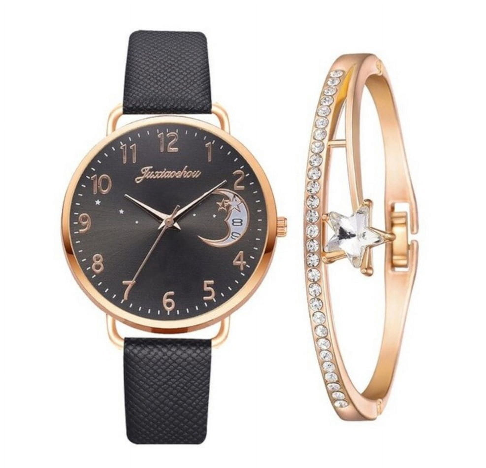 Moon Watch Crystal Stars Bracelet 2 Piece Set Watch and Anti-Tarnish ...