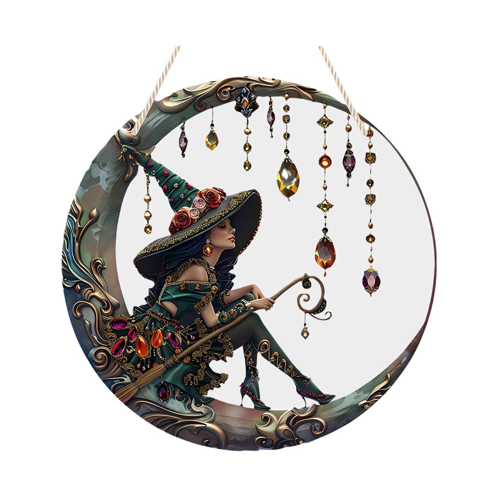 Moon Witch Acrylic Wall Hanging - Crystal Sundial Decor for Mystical ...