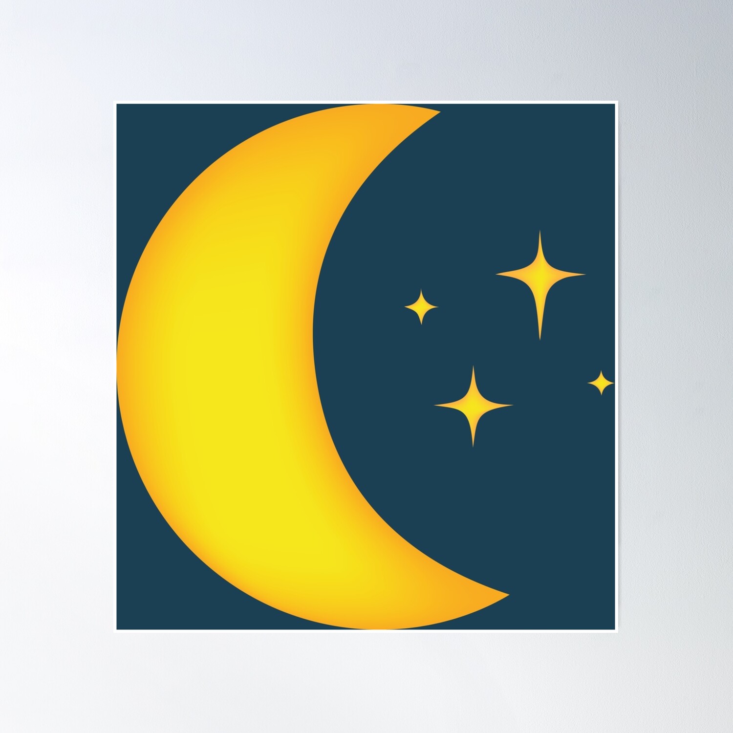 Moon With Stars Poster Wall Art, Modern Wall Decor, 16x16 UNFRAMED ...