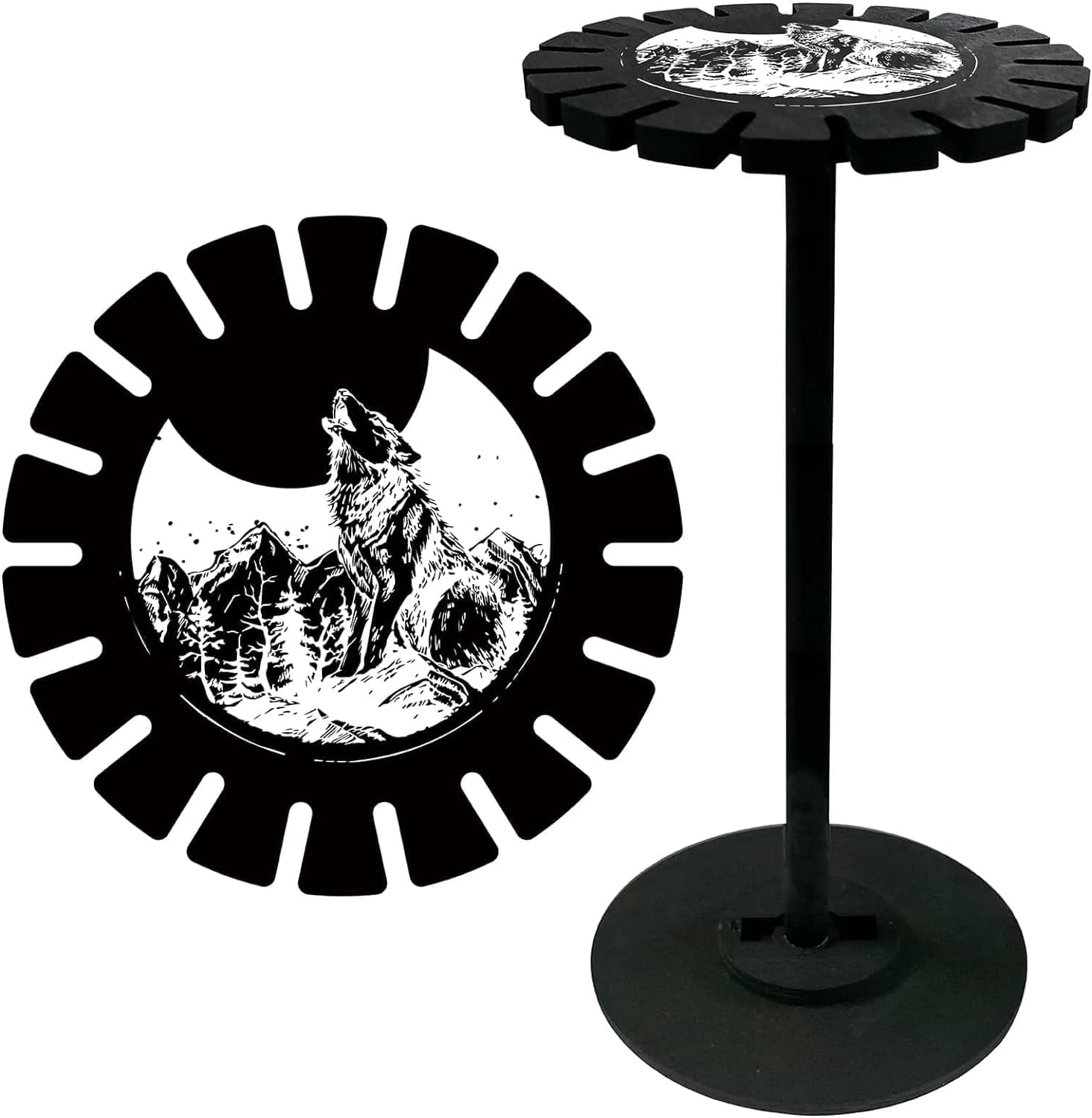 Moon Wolf Forest Pendulum Crystal Display Shelf Holder Stand Black ...