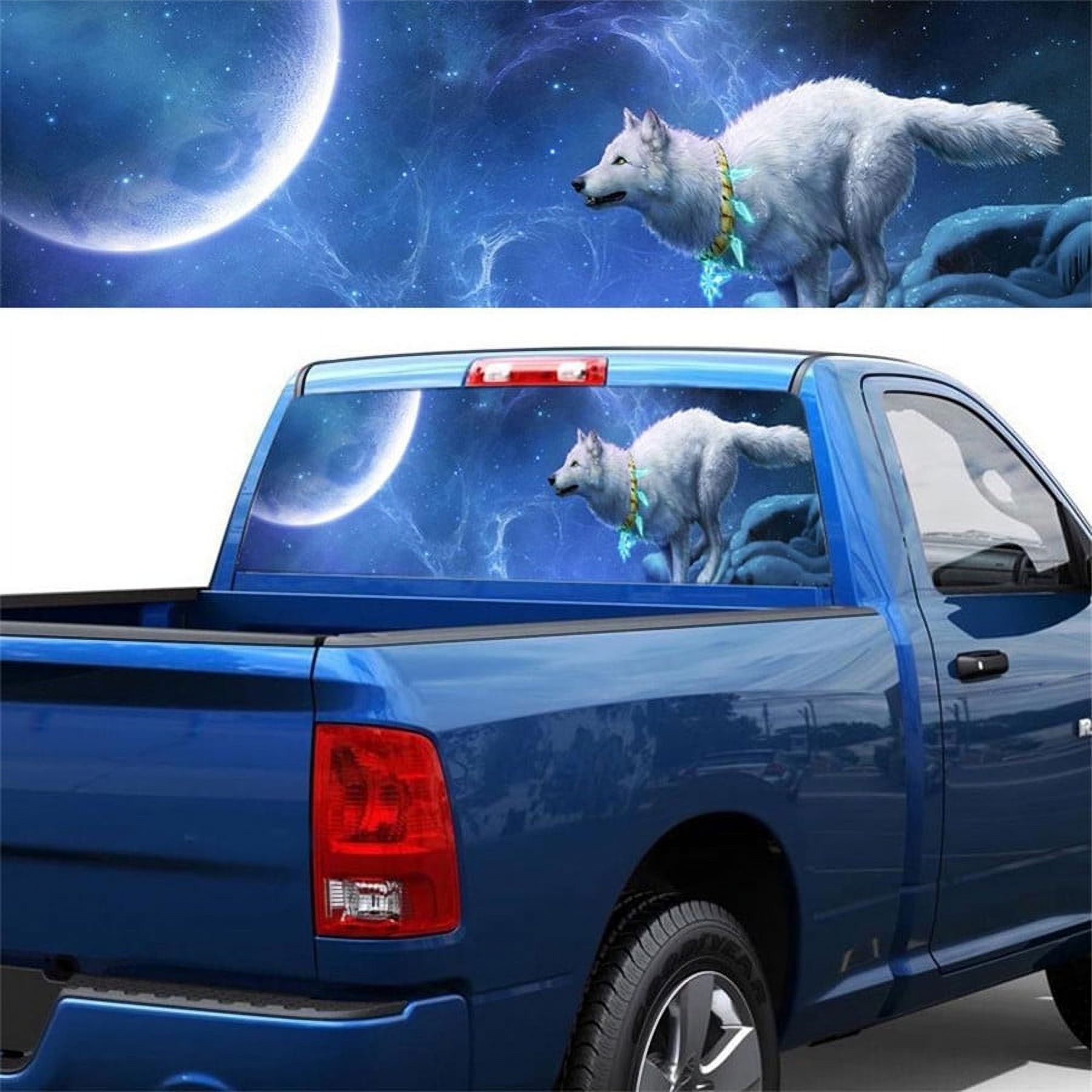 Moon & Wolf Rear Window Tint Graphic Decal Sticker For Pickup Trucks ...