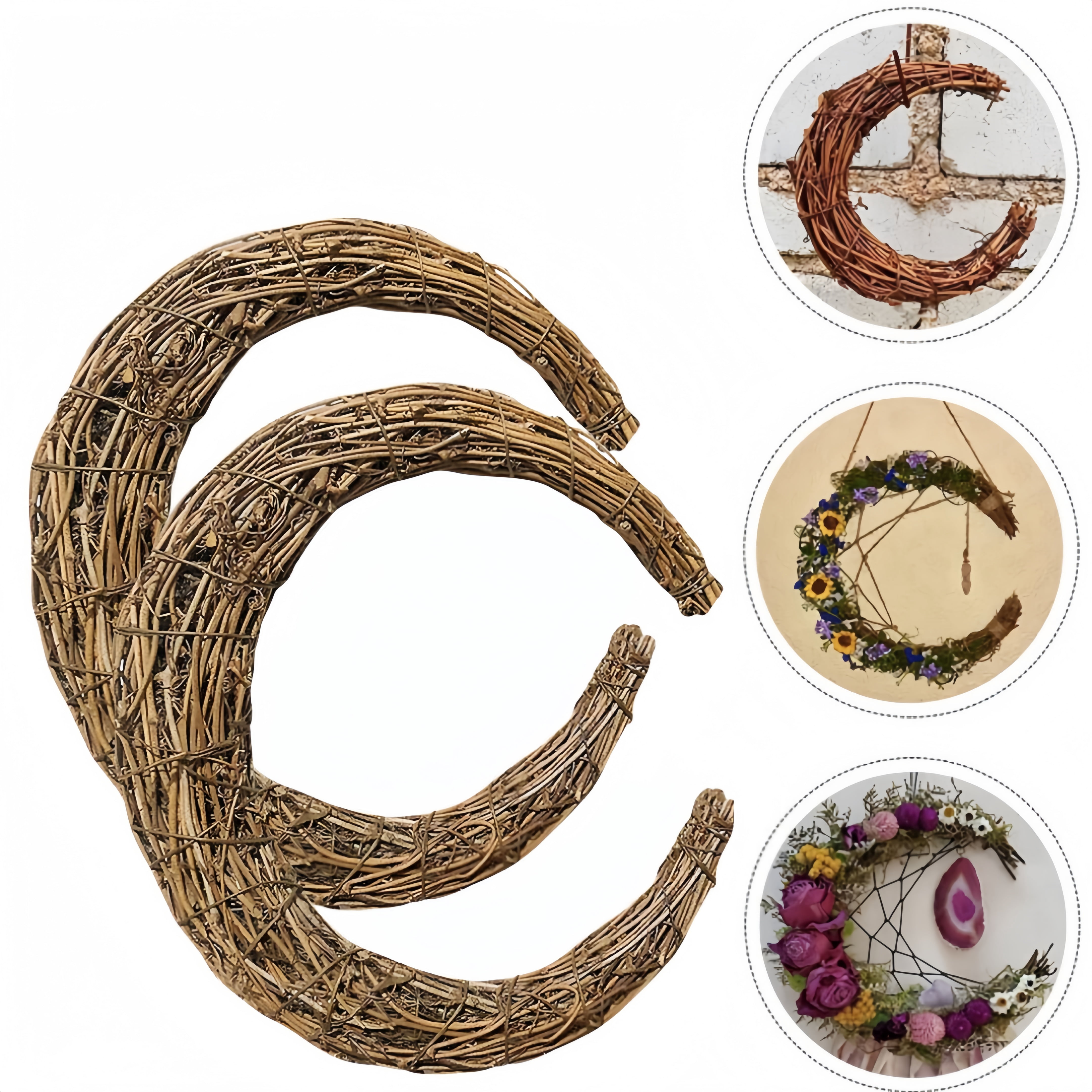Moon Wreath, 5.9 in Grapevine Crescent Wreath Base, Natural Half Moon ...