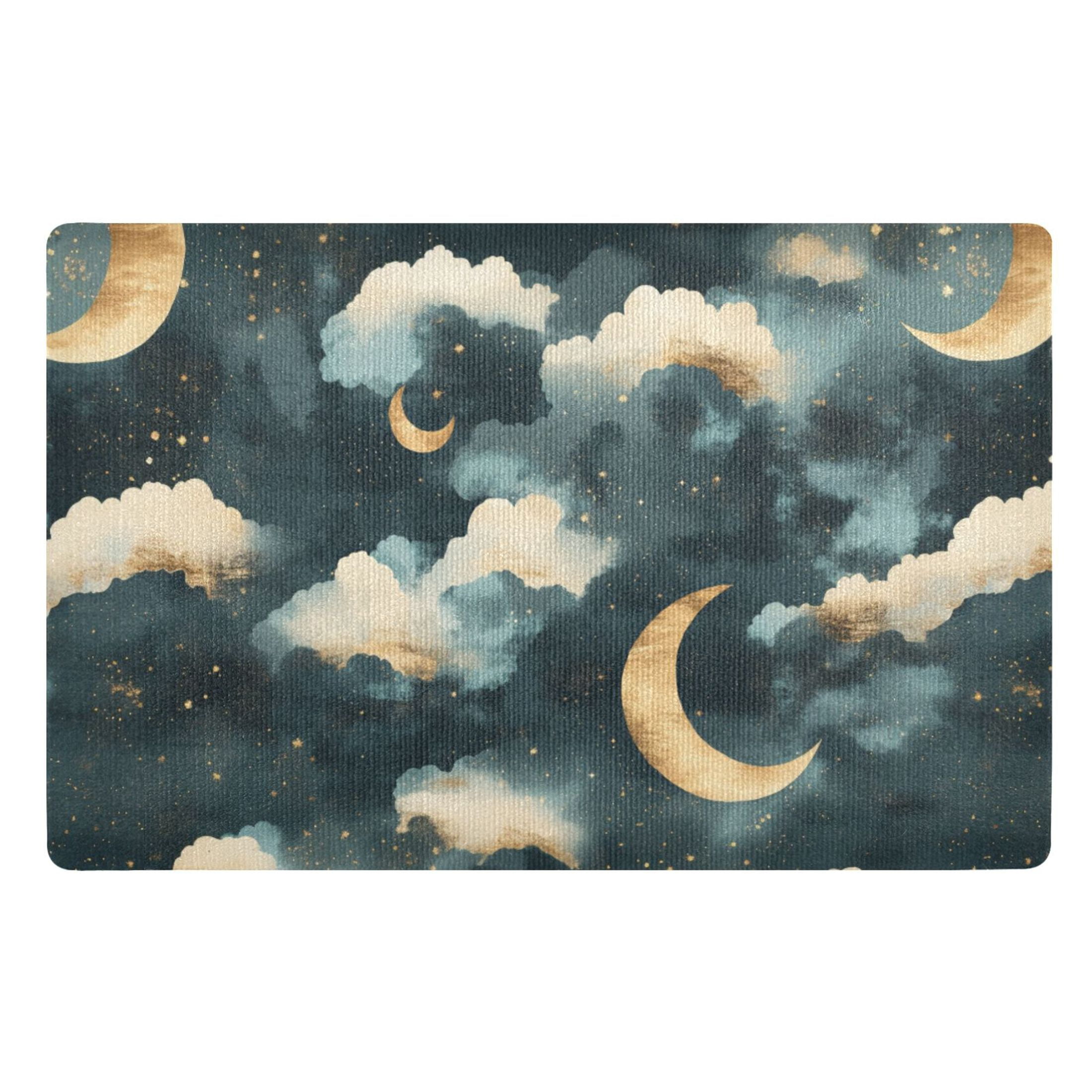 Moon and Clouds Floor Door Mat Outdoor Indoor for Home Entrance Welcome ...