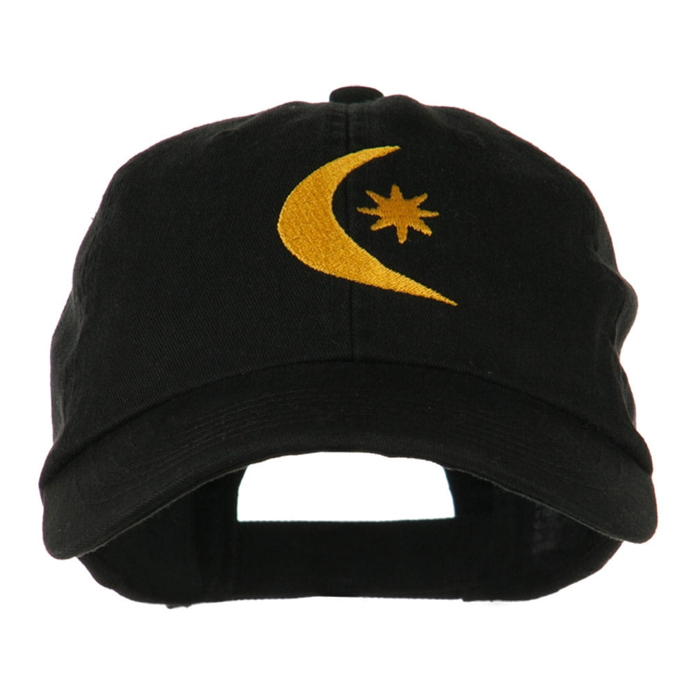 Moon and Star Embroidered Cap - Black OSFM - Walmart.com