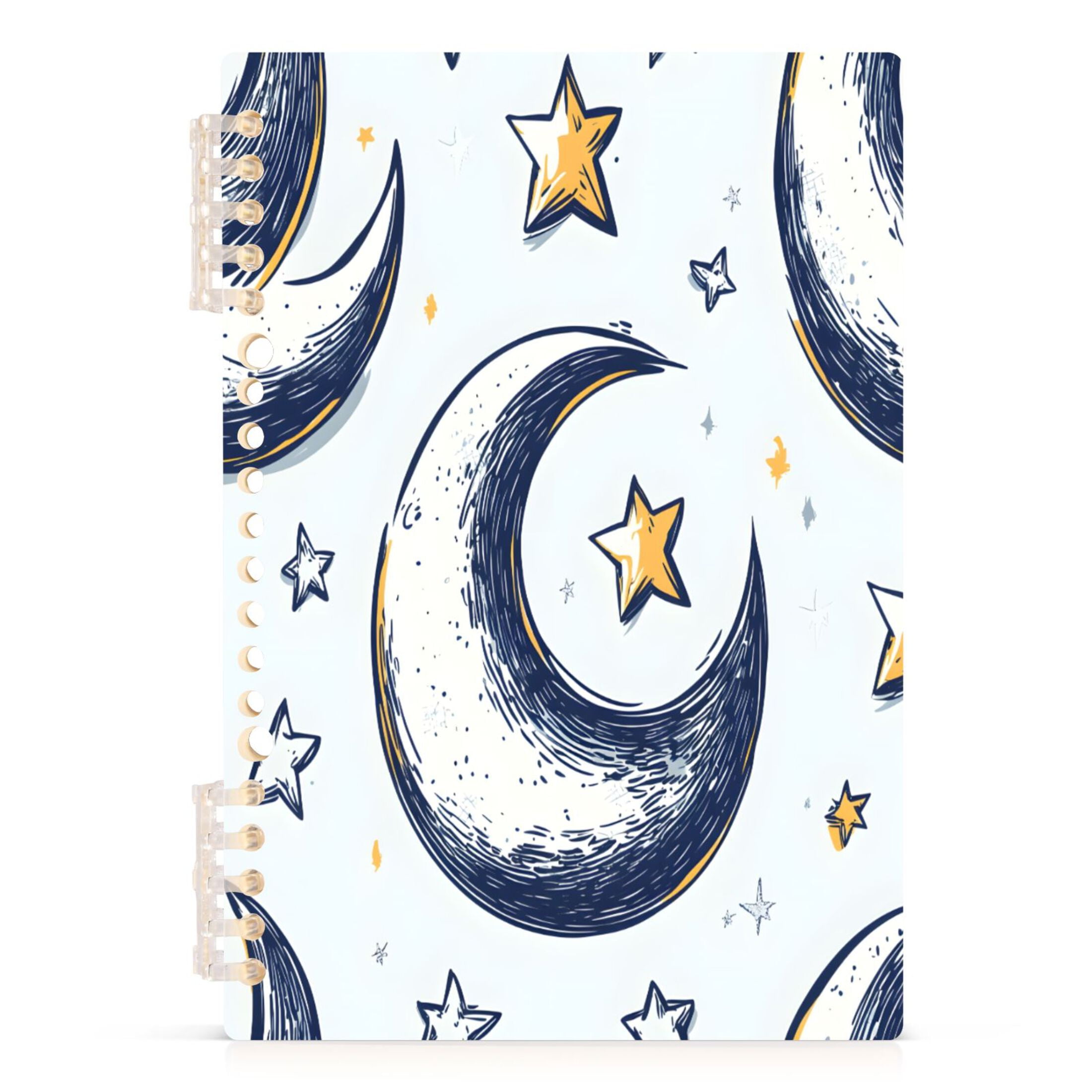Moon and Stars A5 8.3x5.7in PP Notebook, Adjustable Rings, 60 Sheets ...