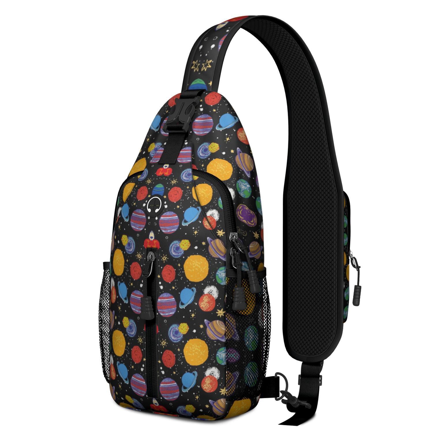 Moon and Stars Galaxy Sling Backpack, Celestial Space Nebula Crossbody ...