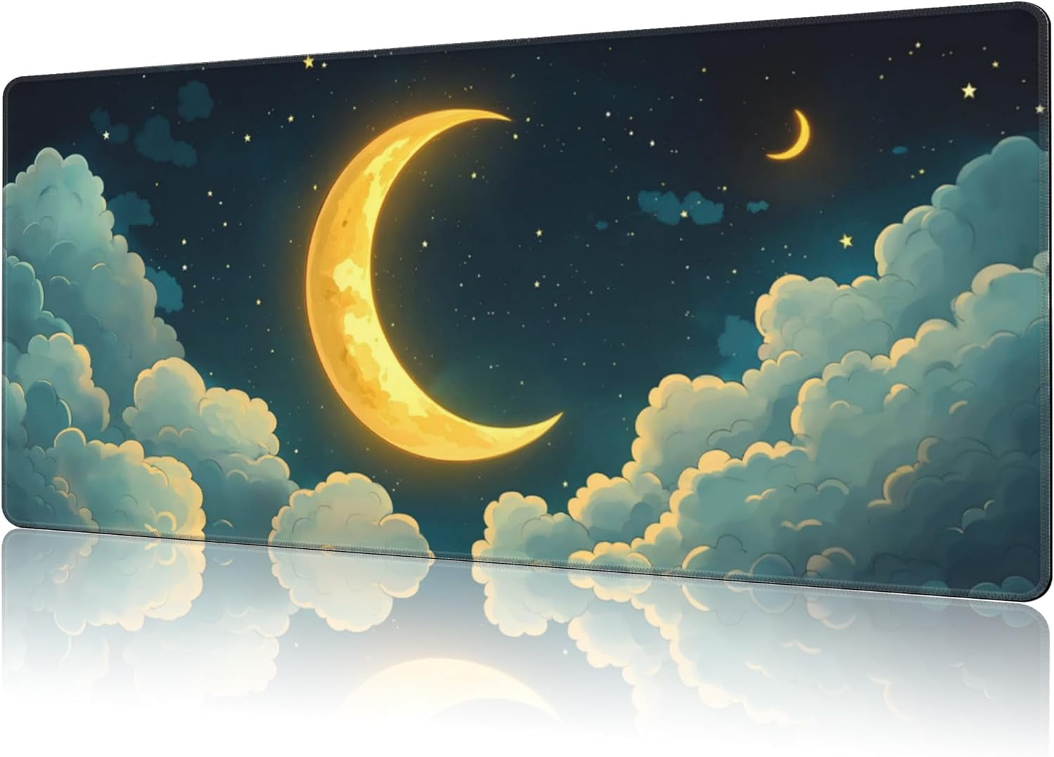 Moon and Stars Gaming Mouse Pad,Large Non-Slip Thick Stitched Edge ...