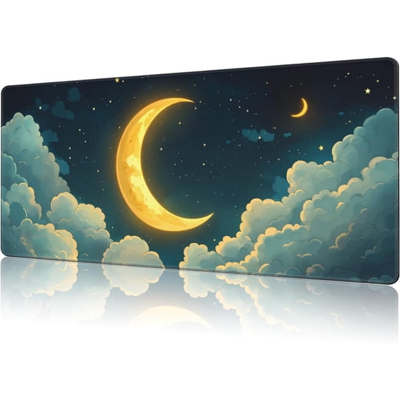 Moon and Stars Gaming Mouse Pad,Large Non-Slip Thick Stitched Edge ...