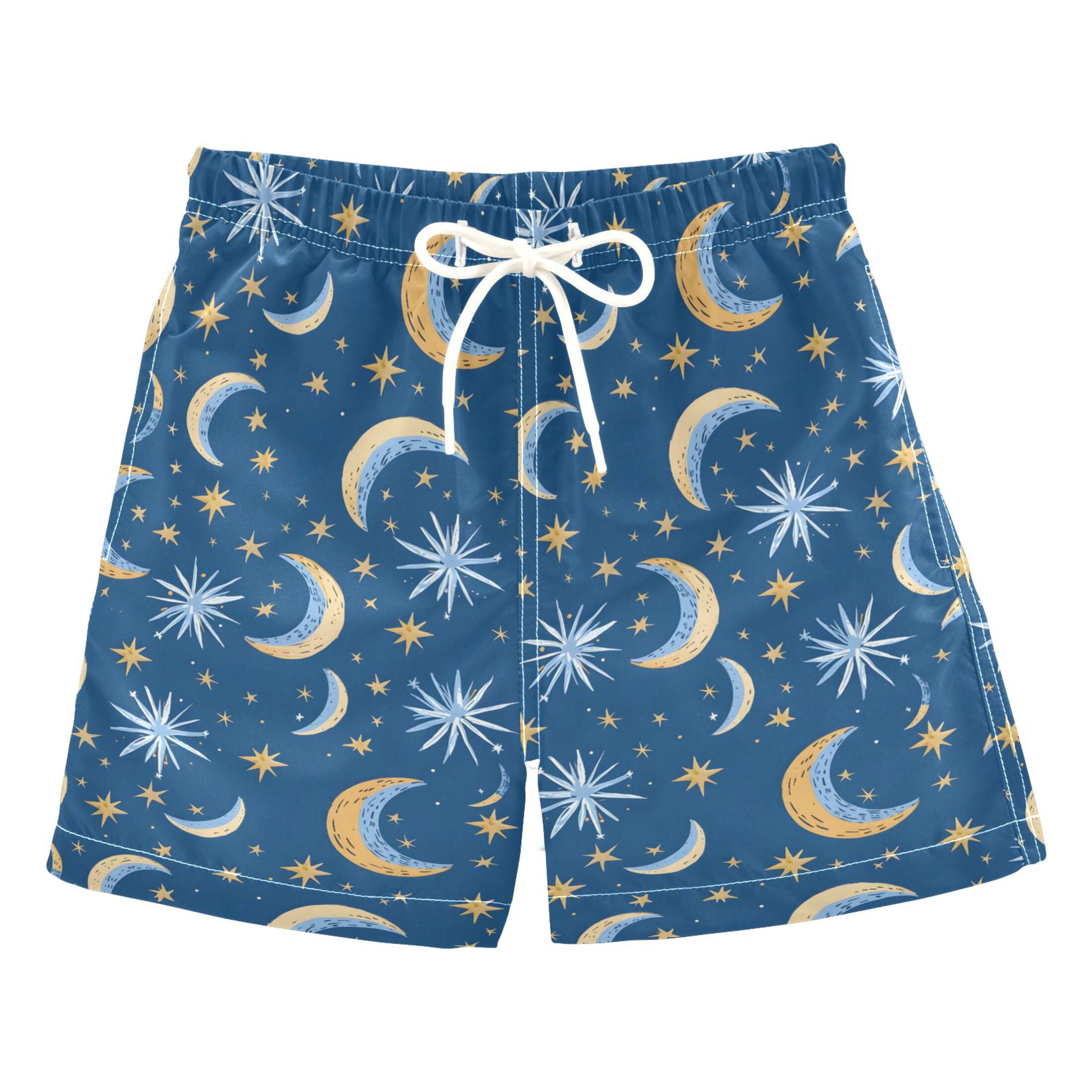 Moon and Stars Illustrated Swim Trunks Quick Dry Beach Pool Board ...