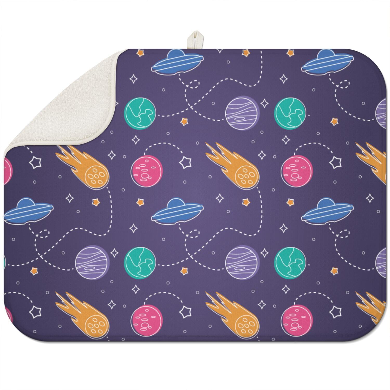 Moon and Stars Nebula Cosmic Dish Drying Pad Super Absorbent Heat ...