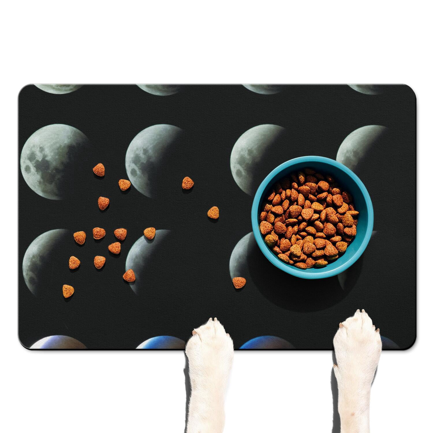 Moon and Stars Pet Food Mat - Waterproof Dog Feeding Mat with Nebula ...