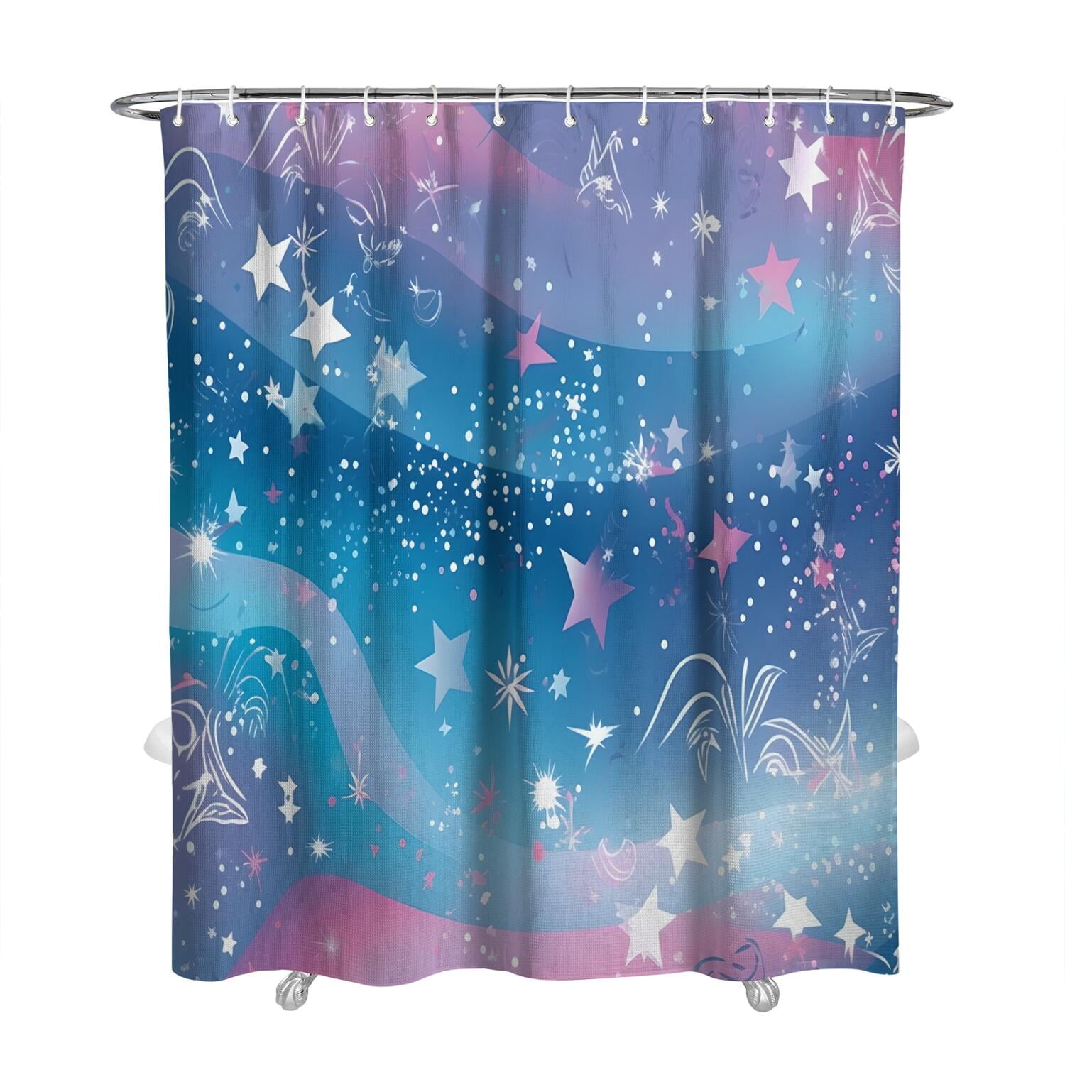 Moon and Stars Shower Curtain, Space Galaxy Nebula Cosmic Sci-fi Lovers ...