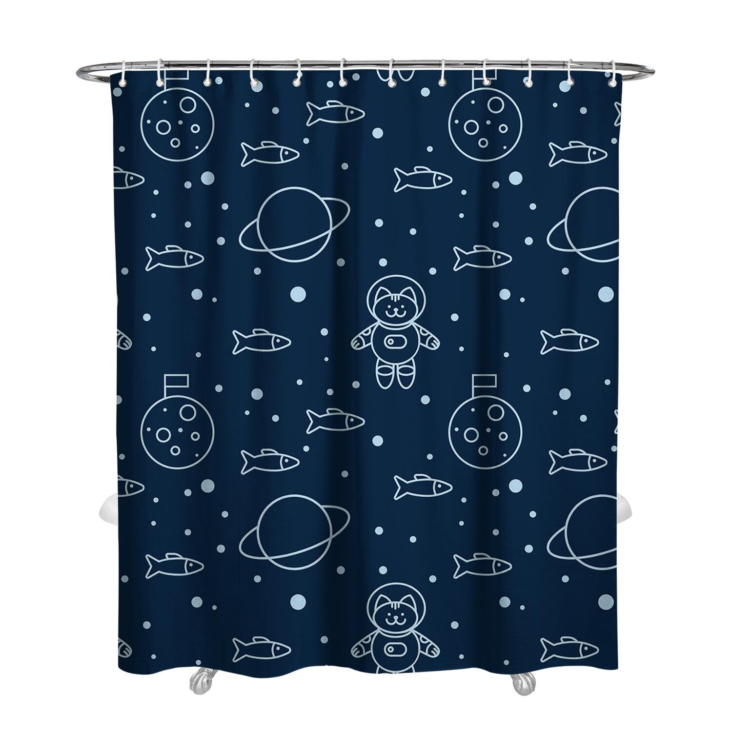 Moon and Stars Shower Curtain, Space Galaxy Nebula Cosmic Sci-fi Lovers ...