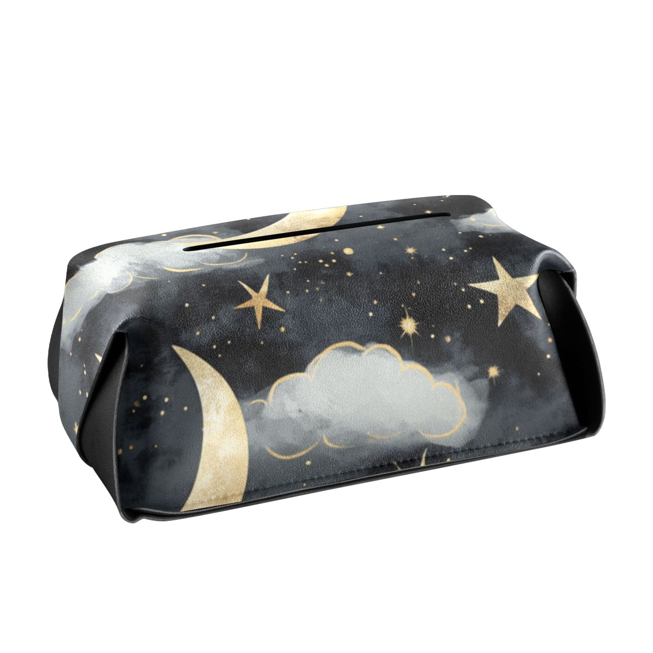 Moon and Stars Tissue Box Cover Leather Square Rectangle Tissue Box ...