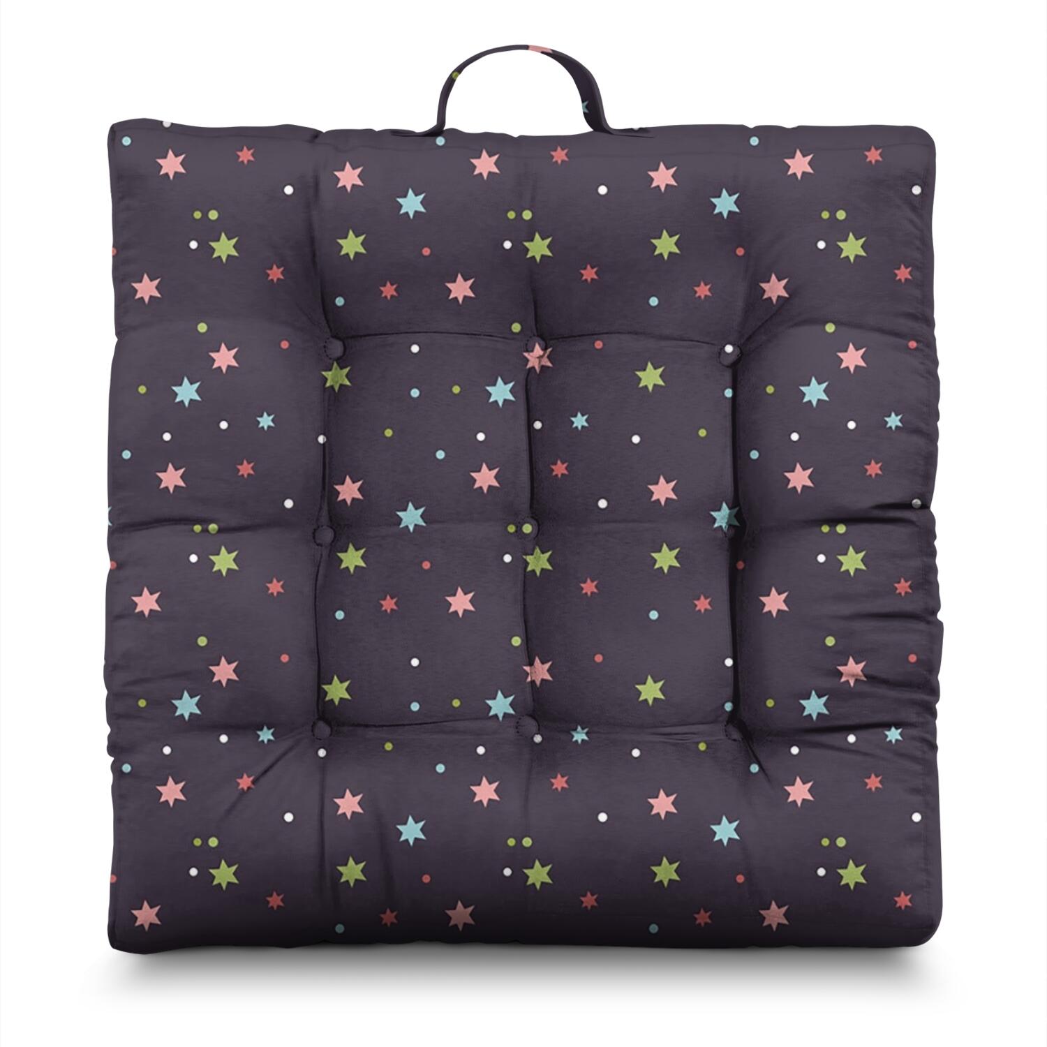 Moon and Stars Zabuton Floor Cushion, Thick Square Meditation Seat with ...
