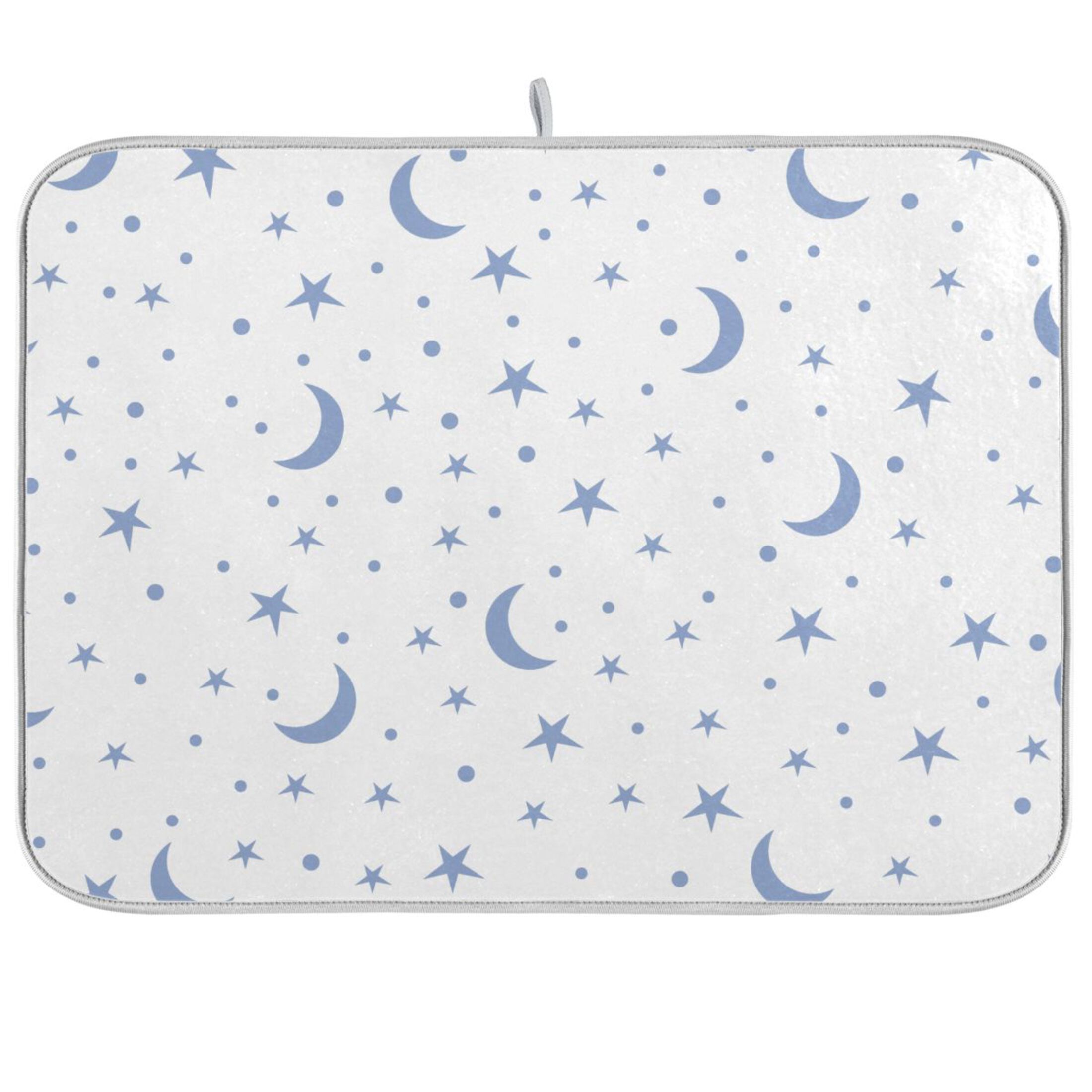 Moon and Stars with Blue Dish Drying Mat Microfiber Kitchen Mats Large ...
