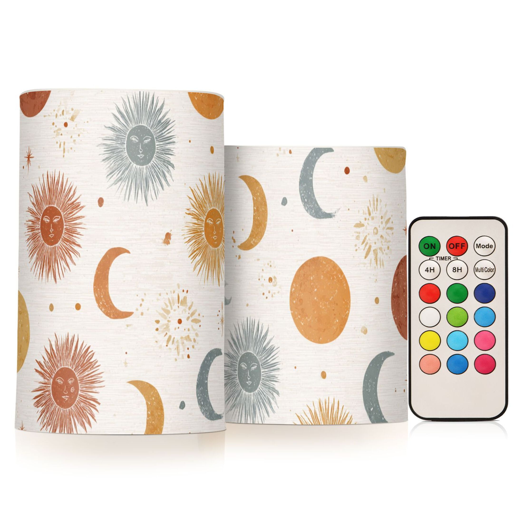 Moon and Sun Flickering Flameless Candles Battery Operated with Remote ...