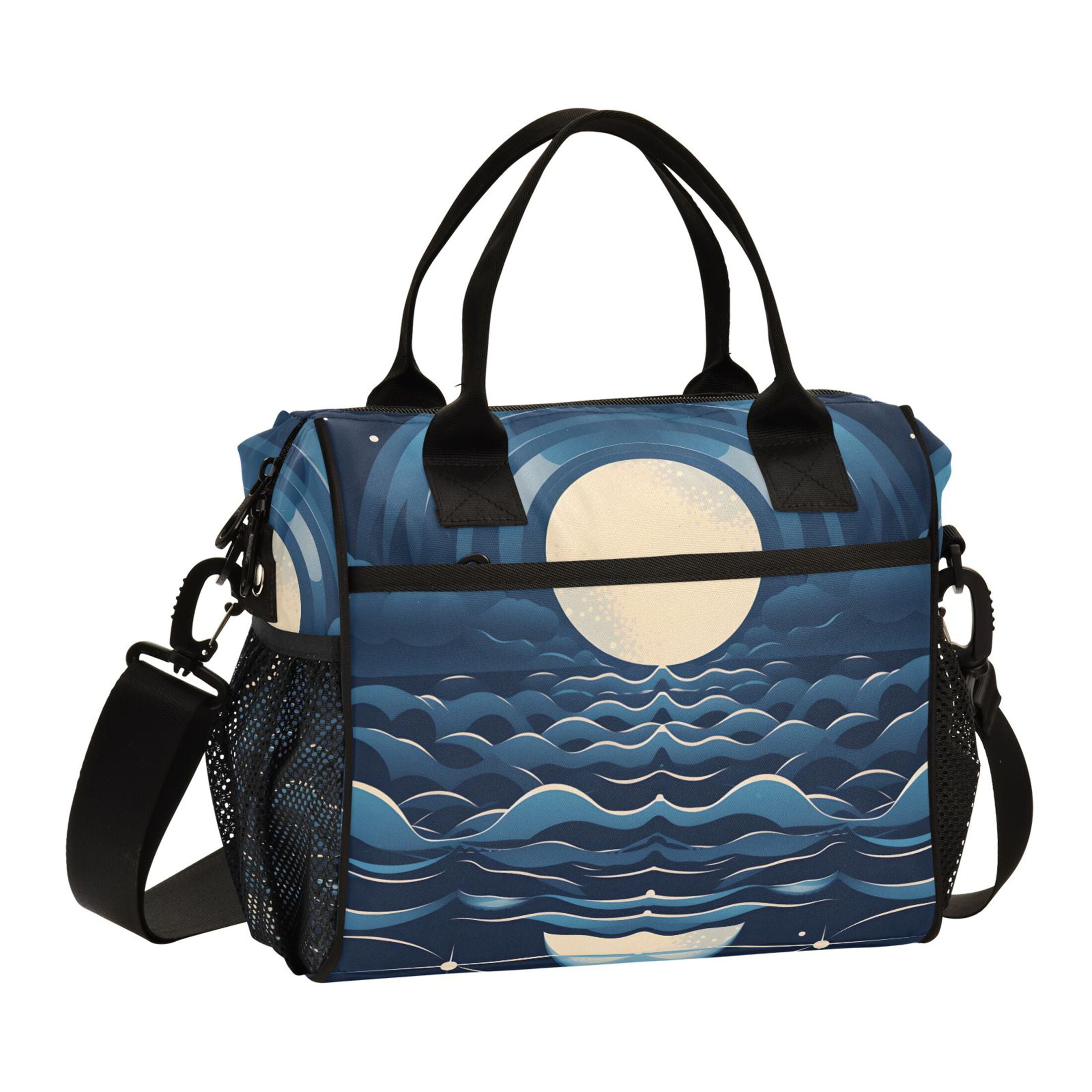 Moon and Wave Lunch Bag Insulated Lunch Box Leakproof Reusable Cooler ...