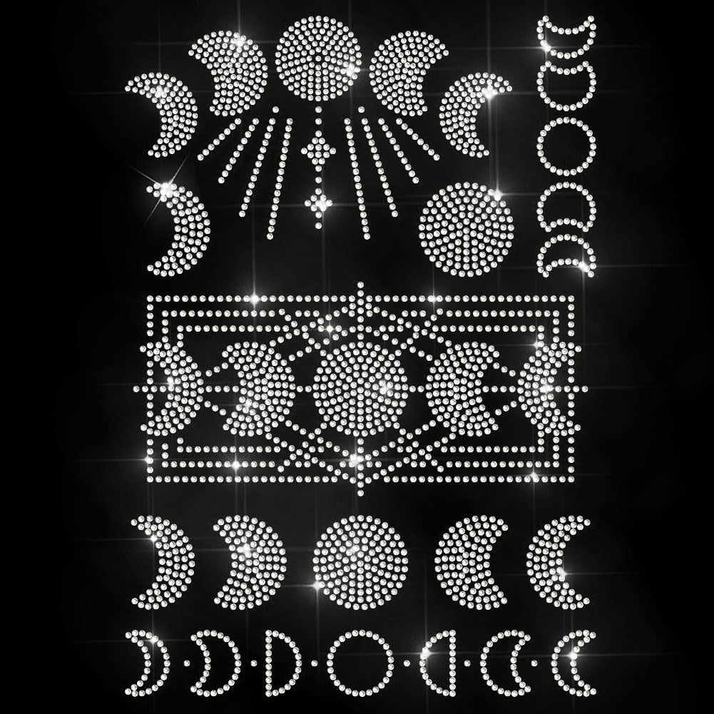 Moon ase Rhinestone Iron on Transfer Magic Heat Transfer Decal Hot-fix ...