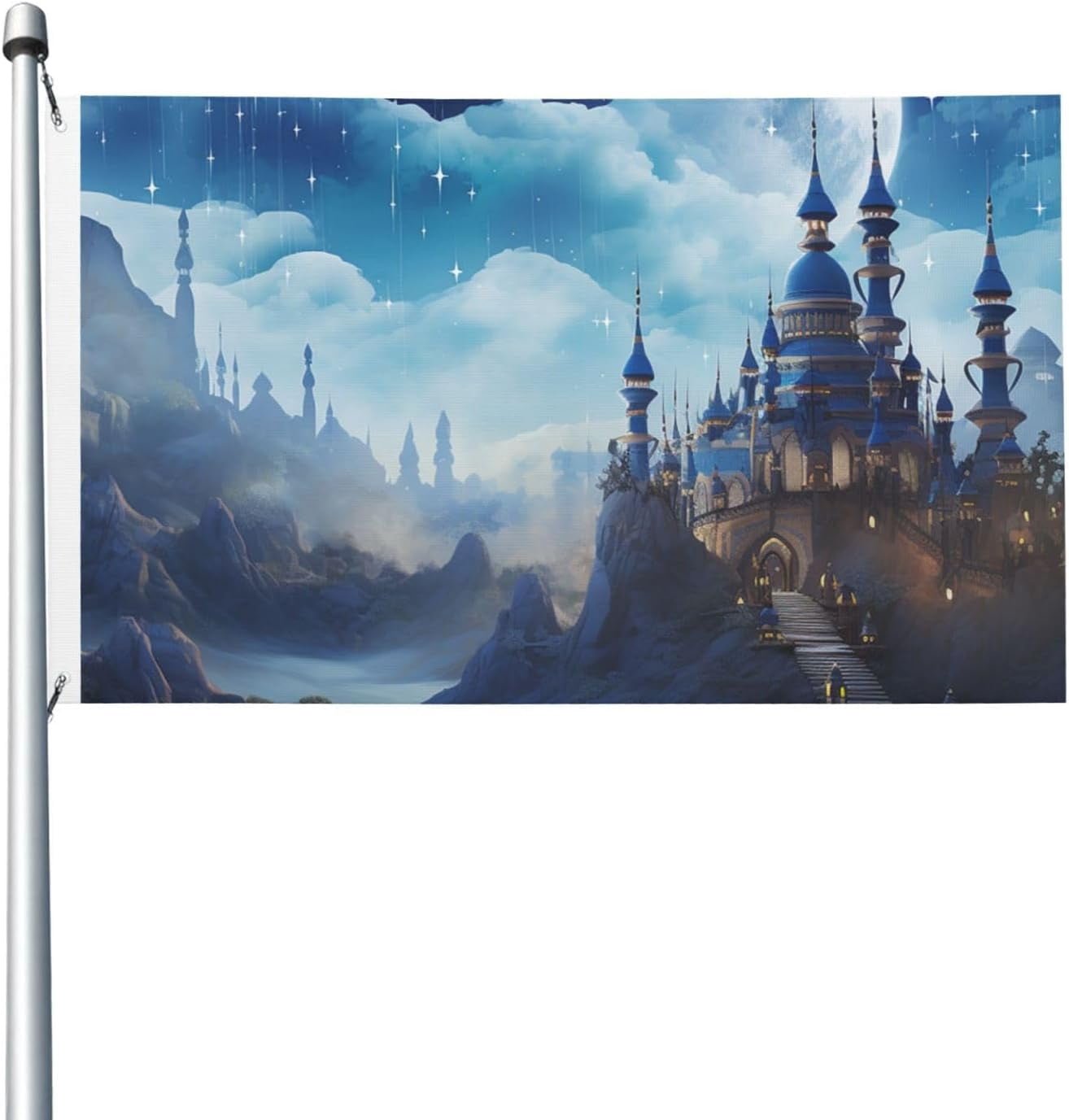 Moon blue castle Flag 4.85x8 ft Flags for Outside Funny Banner Garden ...