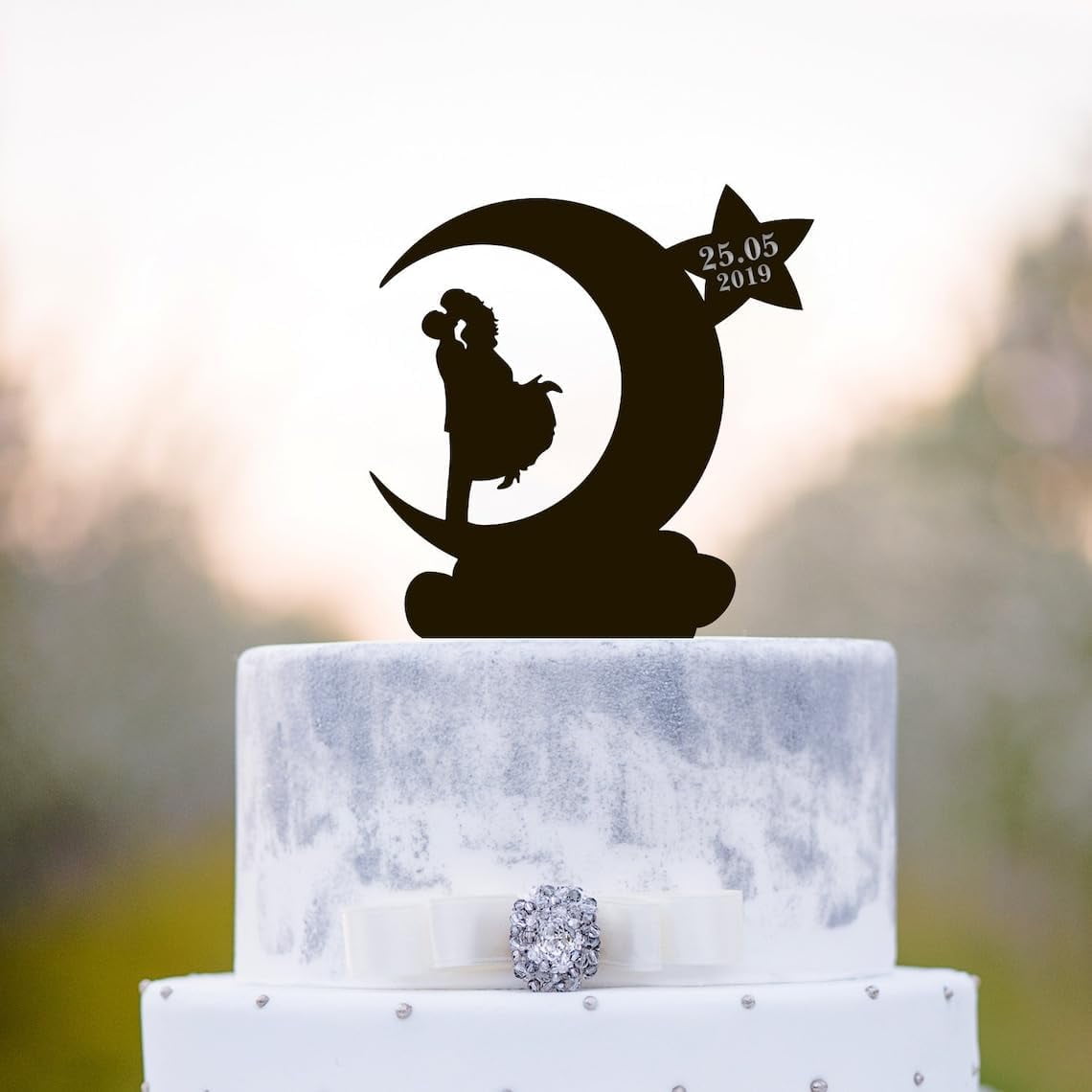 Moon cake topper,mr and mrs wedding cake topper,Moon wedding cake ...
