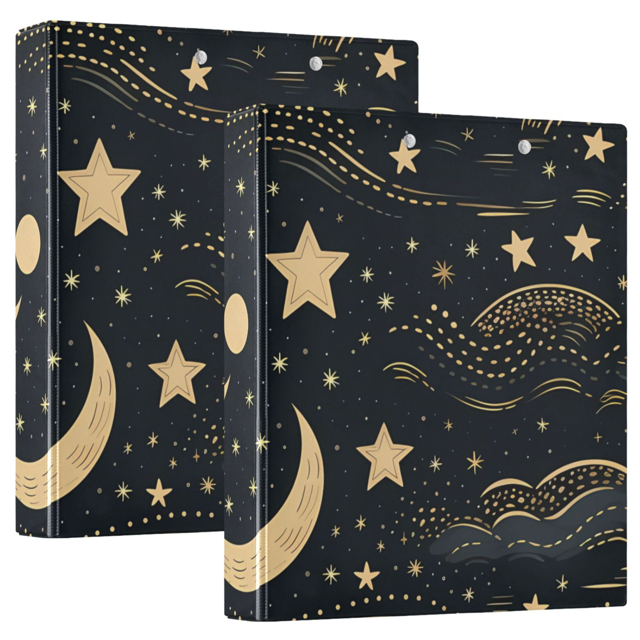 Moon in Black 3 Ring Binders 1.5 inch Hardcover File Folders with ...