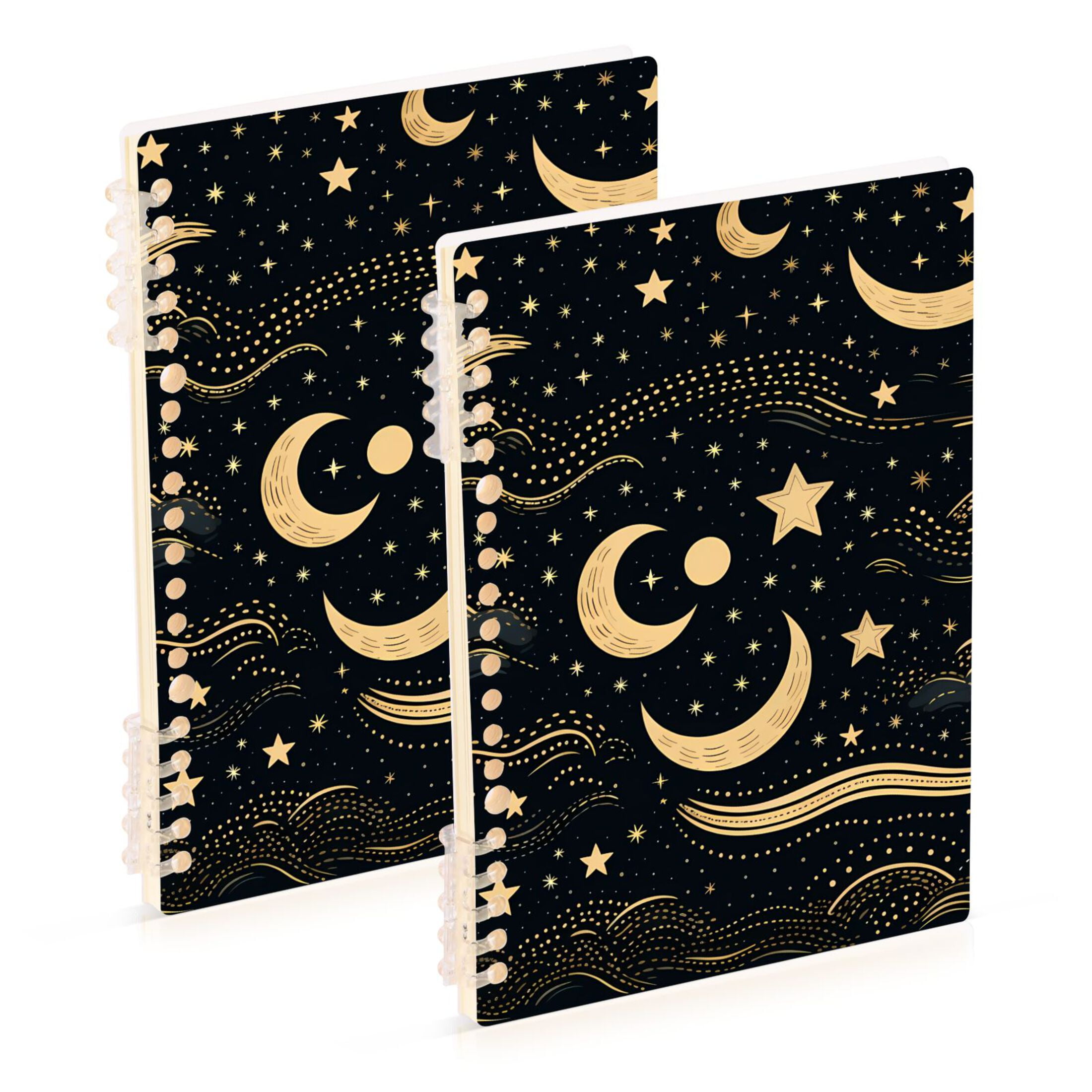 Moon in Black Ring Binder Notebook Journey Note Diary College Ruled ...